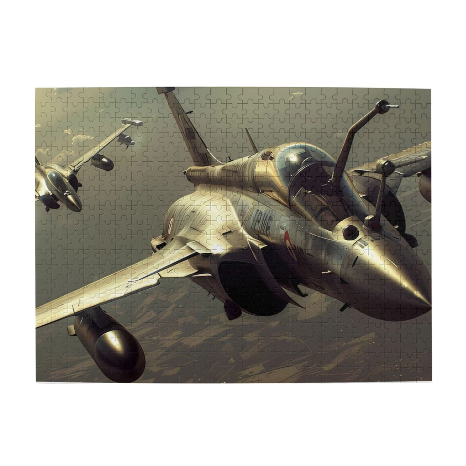 500 Piece Fighter Jet Wooden Jigsaw Puzzle For Adults Dynamic Military ...