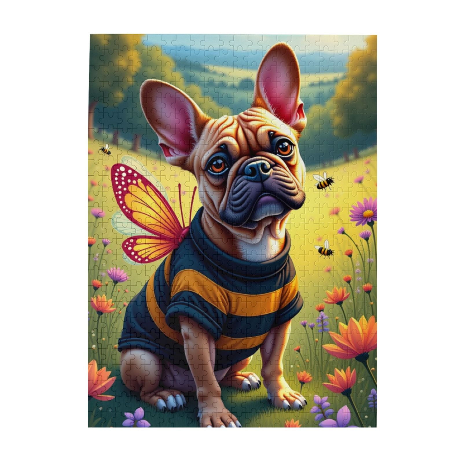 500 Piece French Bulldog Jigsaw Puzzle For Adults Butterfly & Bees ...