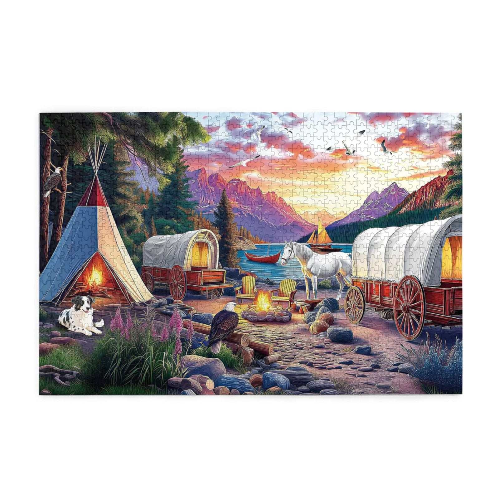 500 Piece Frontier Lakeside Camping Jigsaw Puzzle For Adults – Vibrant ...