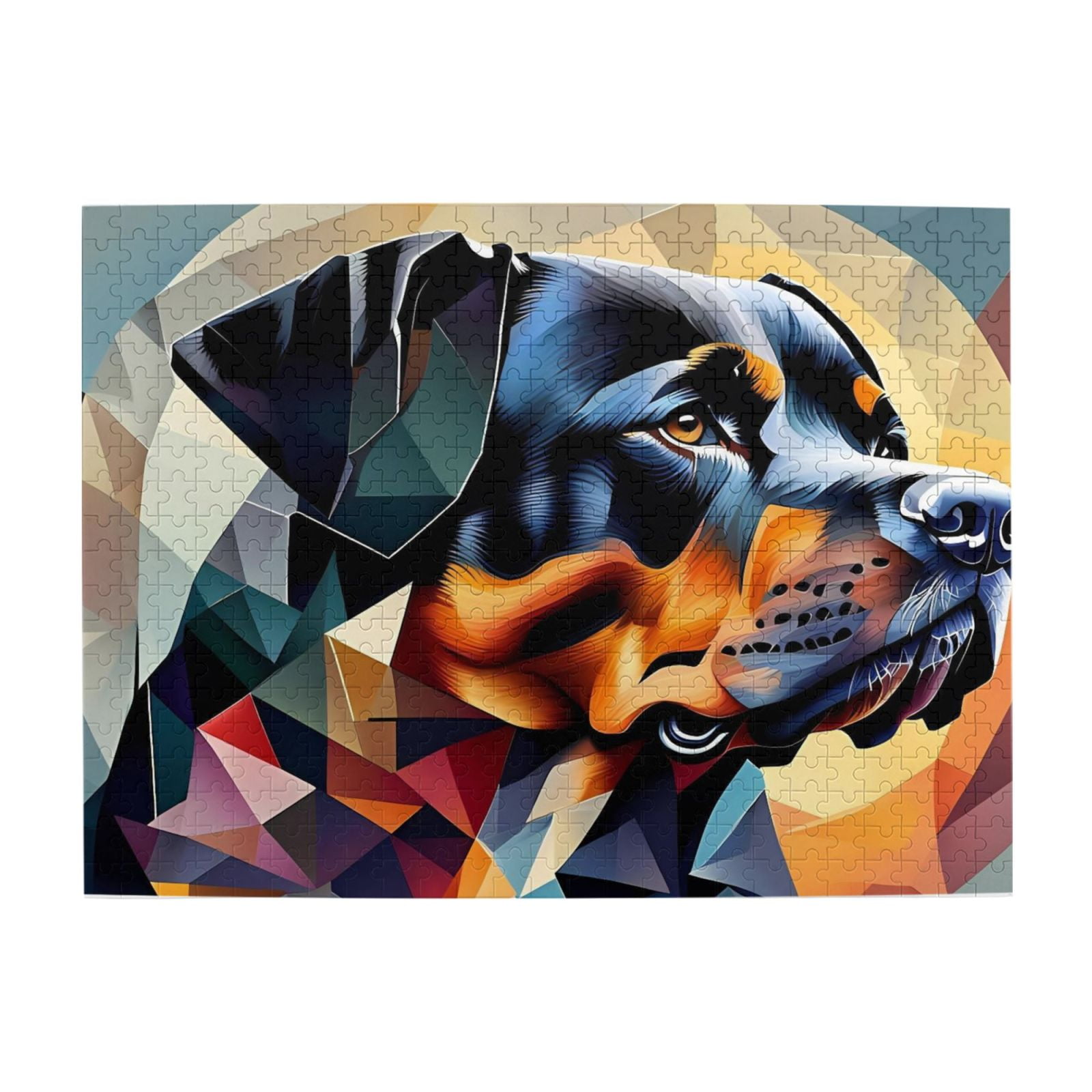 500 Piece Geometric Rottweiler Dog Wooden Jigsaw Puzzle For Adults ...