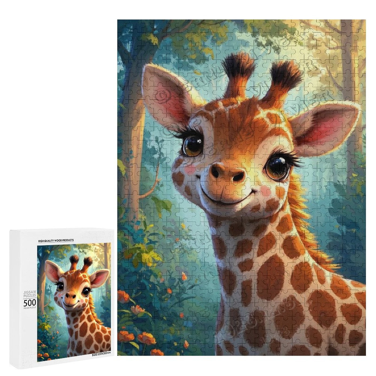 500 Piece Giraffe Puzzle – Cute Cartoon Giraffe Decor | Relaxing Puzzle for Giraffe Lovers and ...