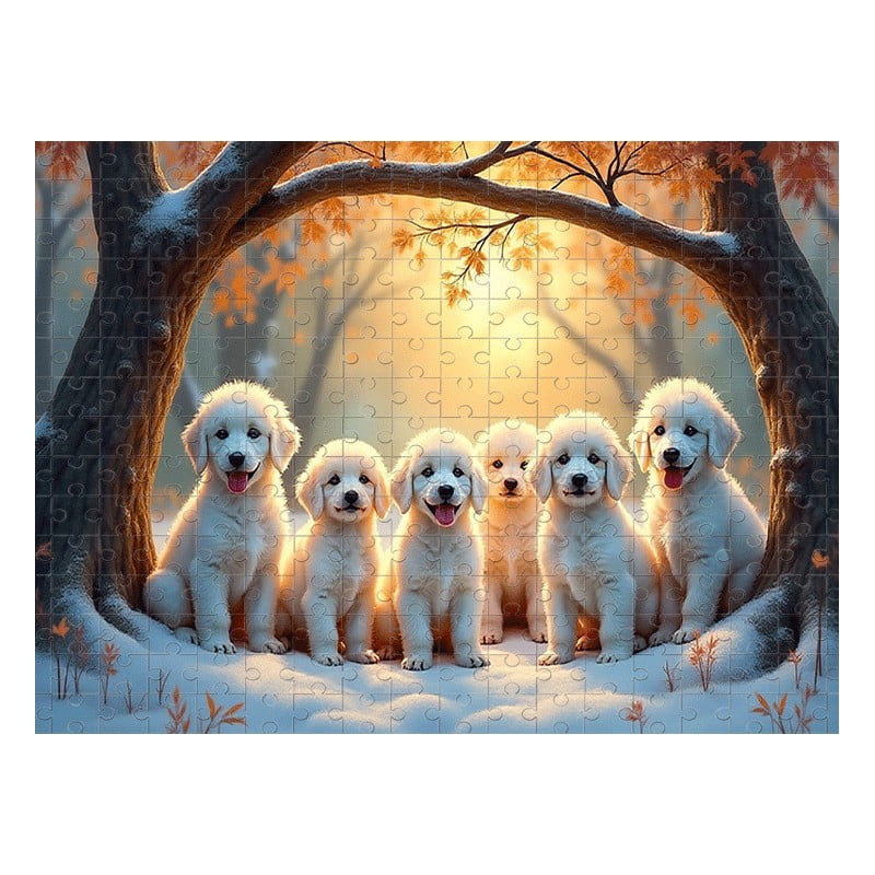 500 Piece Golden Puppies in Winter Wonderland Jigsaw Puzzle for Adults ...