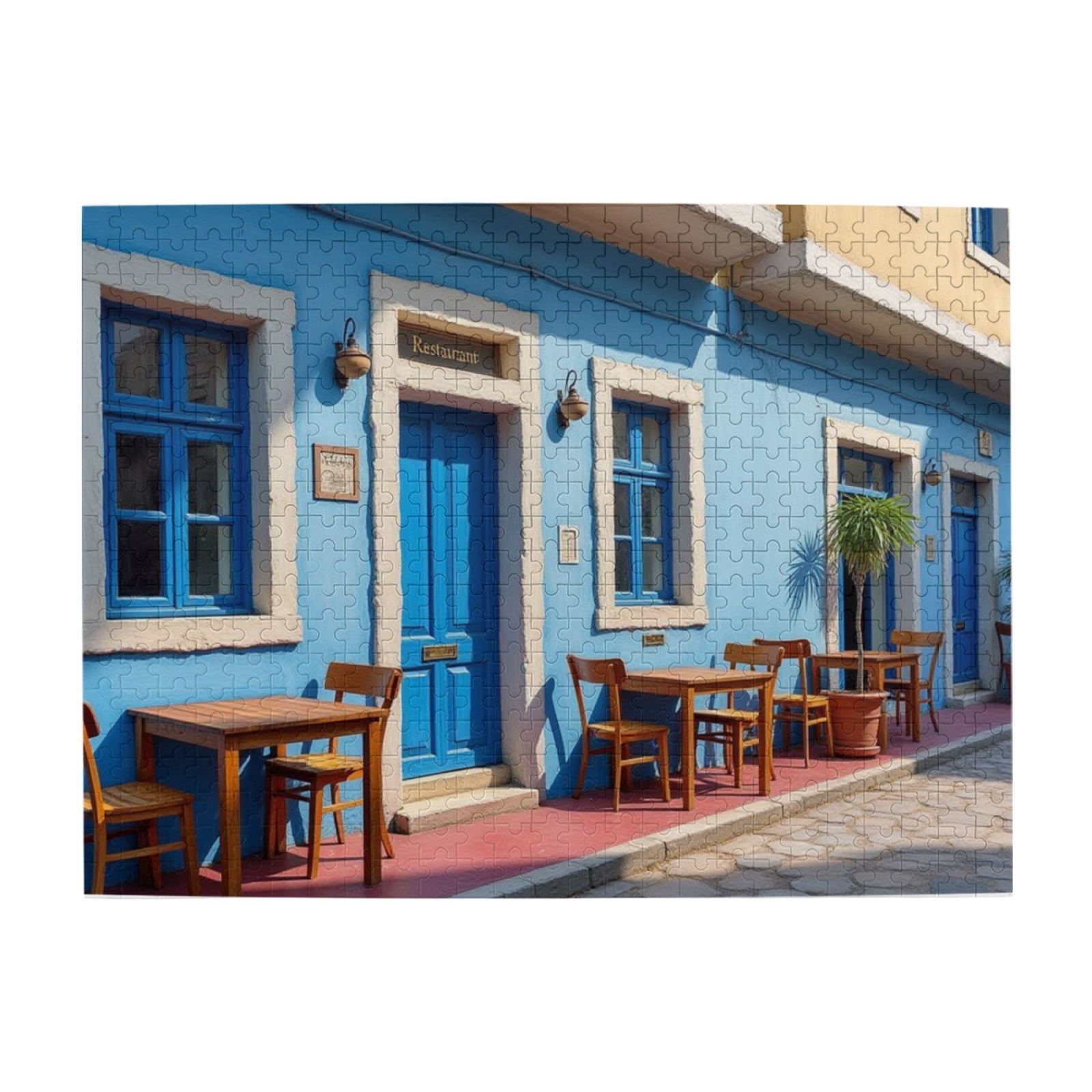 500 Piece Greek Village Restaurant Jigsaw Puzzle For Adults Challenging ...