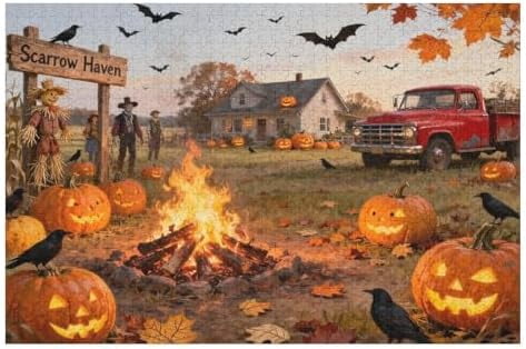 500 Piece Halloween Scarecrow Haven Spooky Farmhouse Puzzle for Adults ...