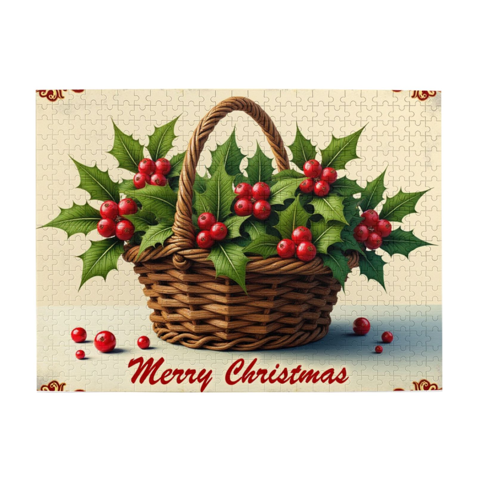 500 Piece Holly Berry Basket Jigsaw Puzzle For Adults – Festive Winter ...