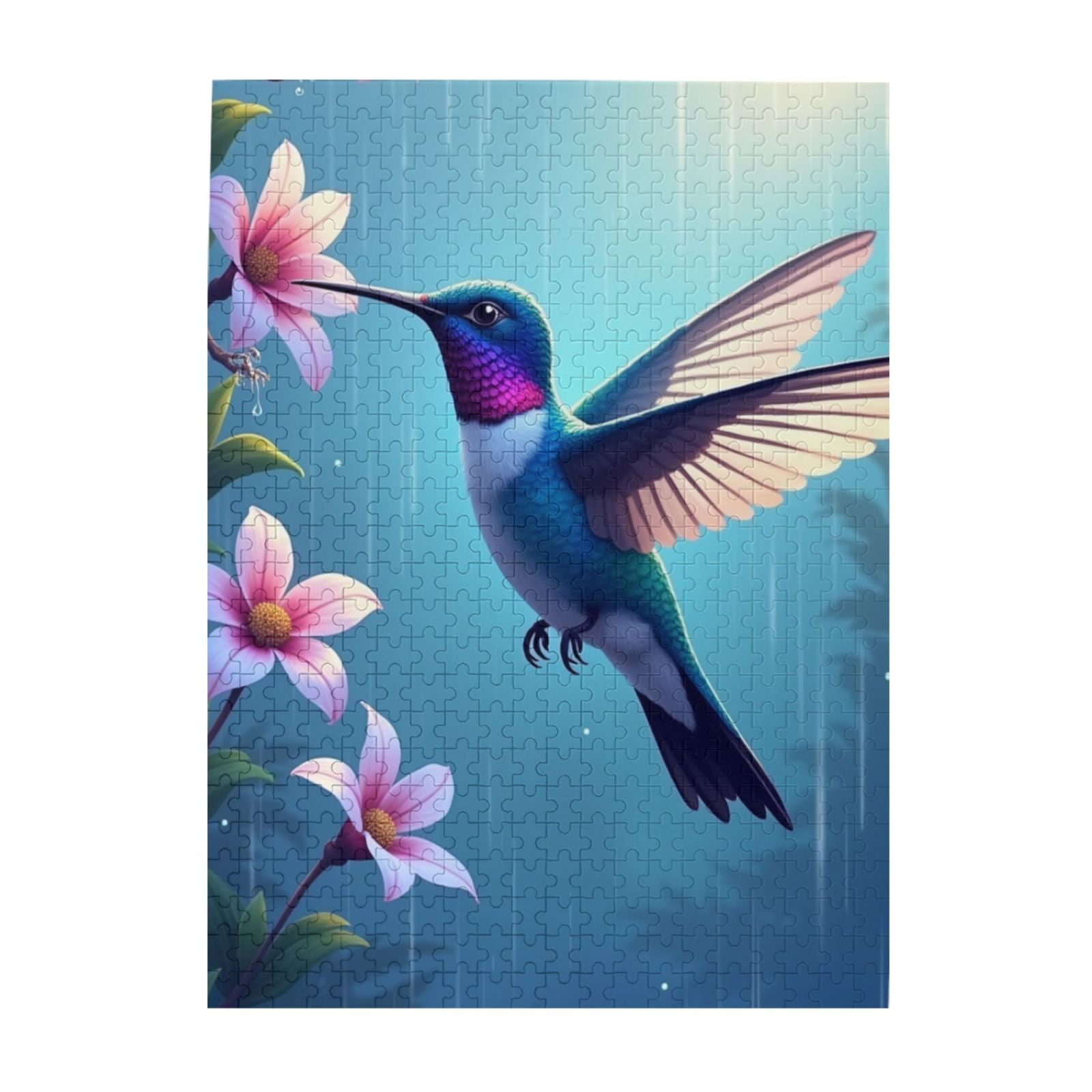 500 Piece Hummingbird Jigsaw Puzzle For Adults Raining Flowers Artwork ...