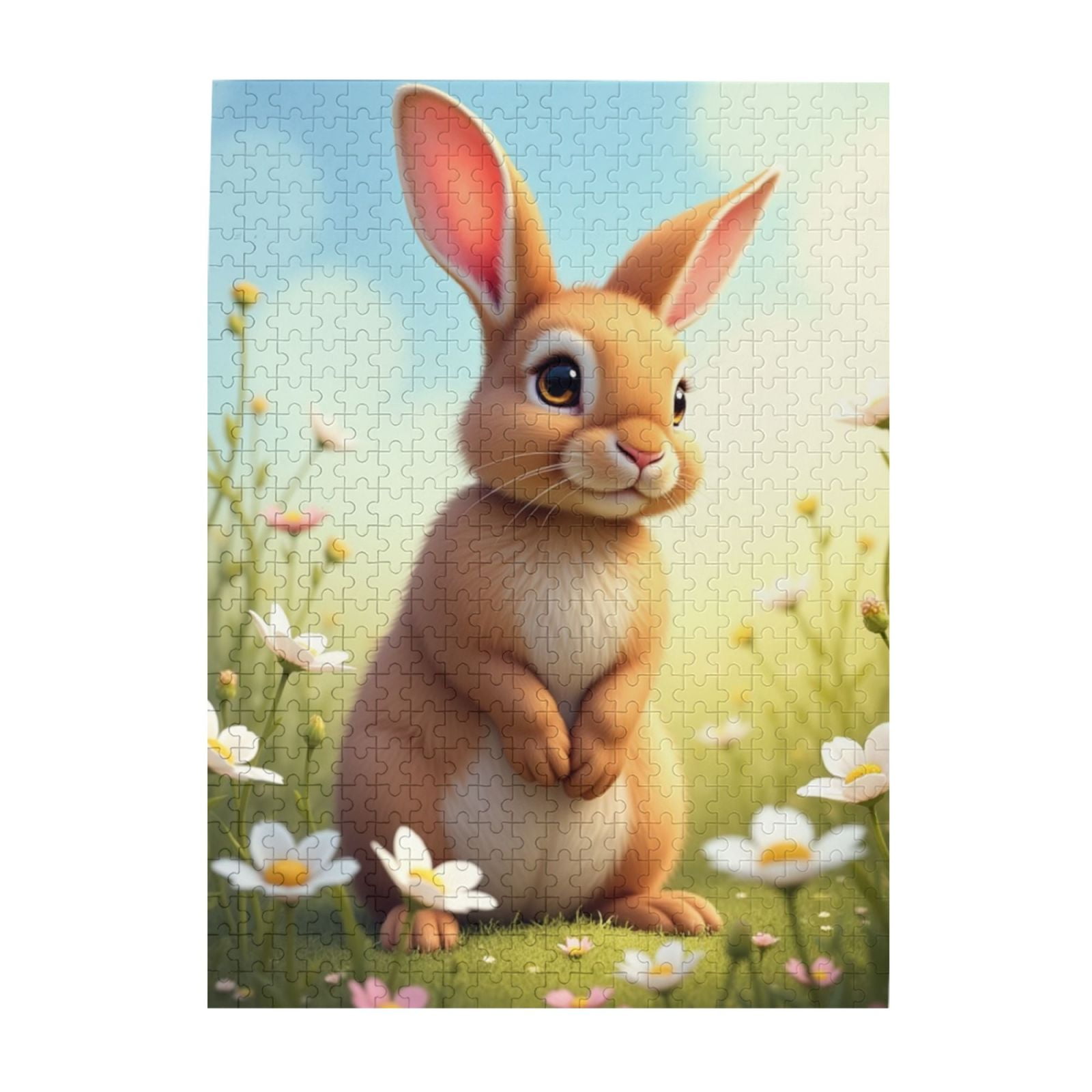 500 Piece Jigsaw Puzzle For Adults Adorable Bunny In A Flower Meadow ...