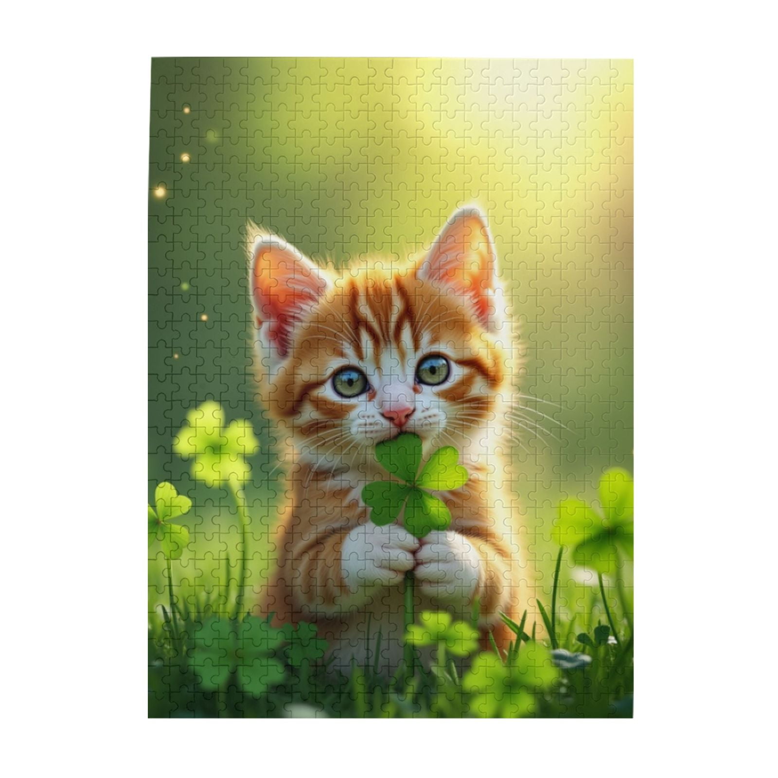 500 Piece Jigsaw Puzzle For Adults Adorable Kitten With Shamrock ...