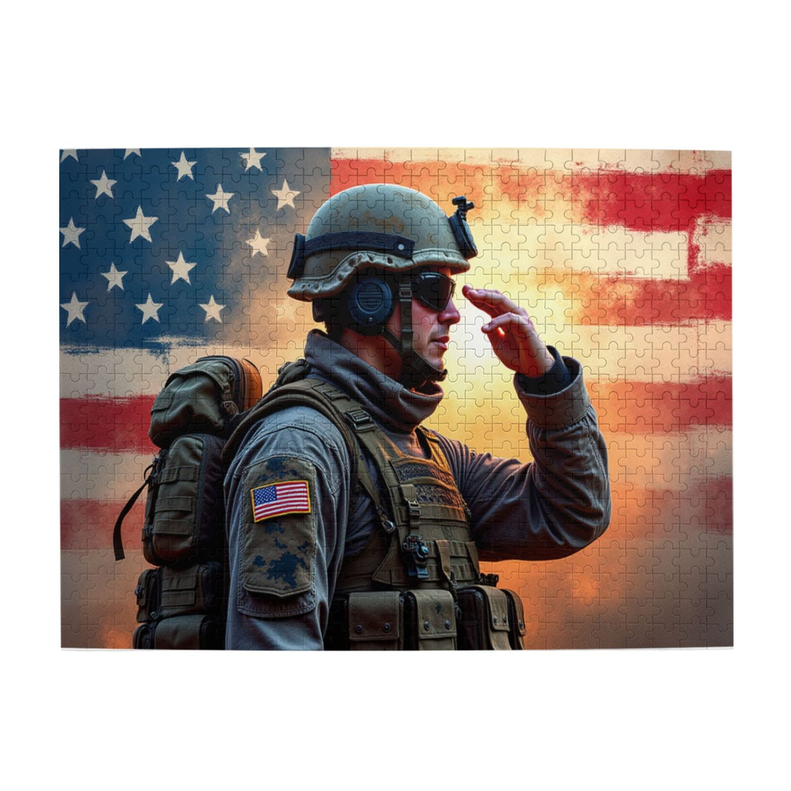 500 Piece Jigsaw Puzzle For Adults American Soldier Saluting Patriotic ...