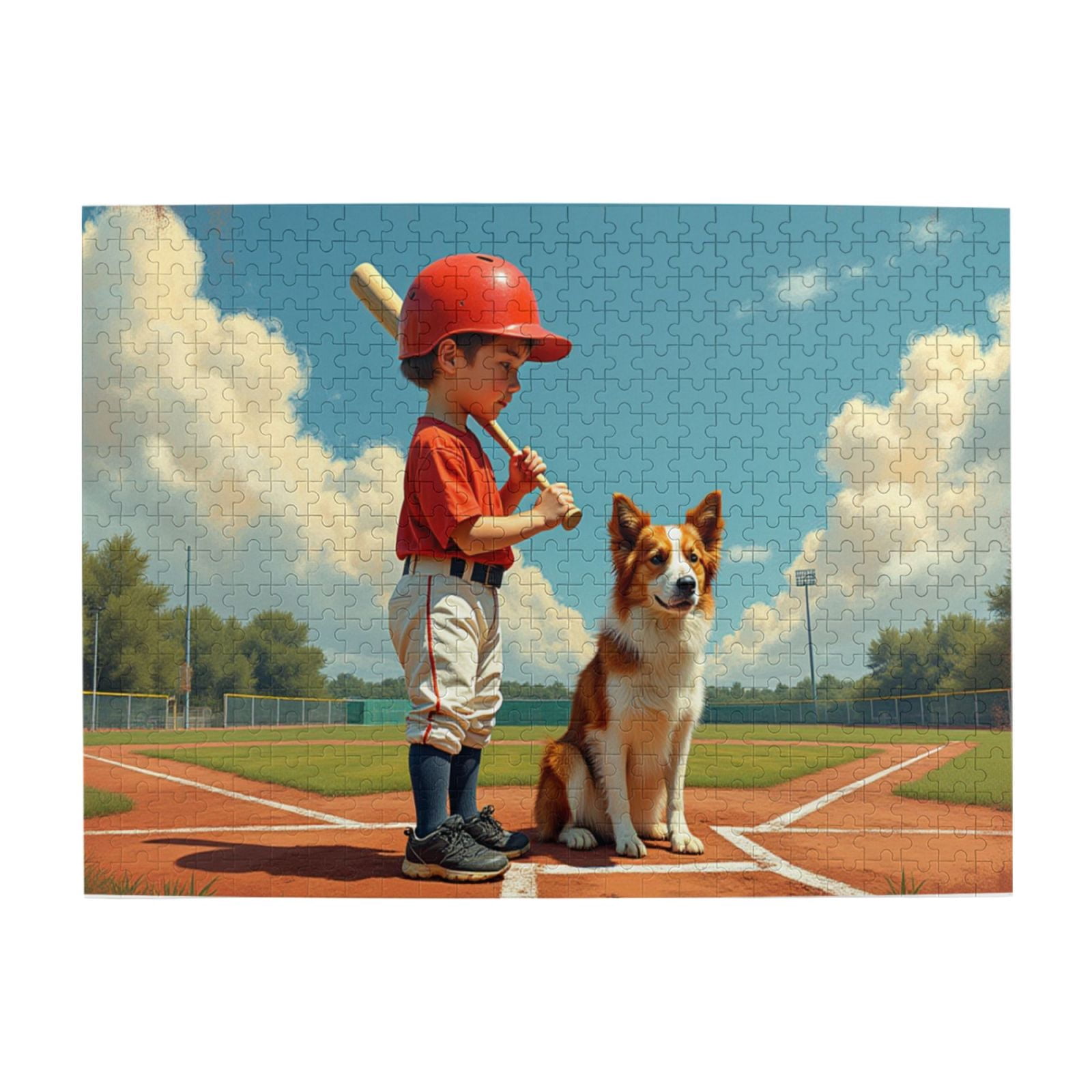 500 Piece Jigsaw Puzzle For Adults Baseball Boy And Dog Adorable ...