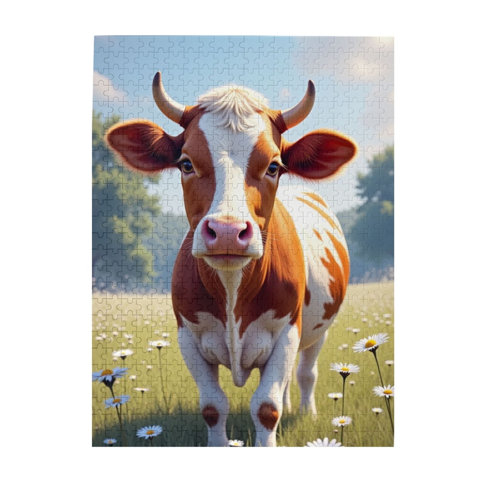 500 Piece Jigsaw Puzzle For Adults Cow In Daisy Field Challenging And ...