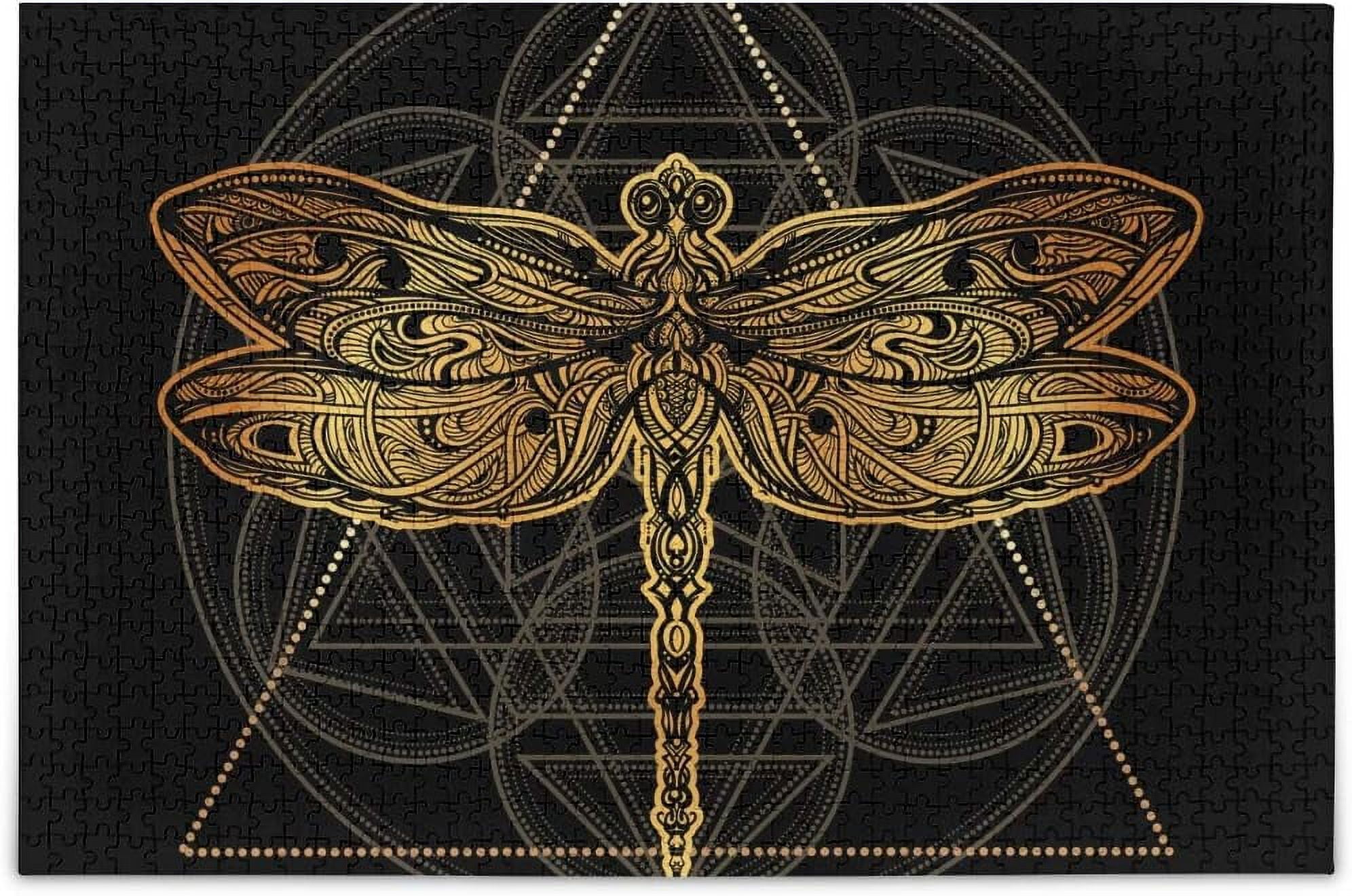 500 Piece Jigsaw Puzzle for Adults Kids, Exquisite Ornate Dragonfly ...