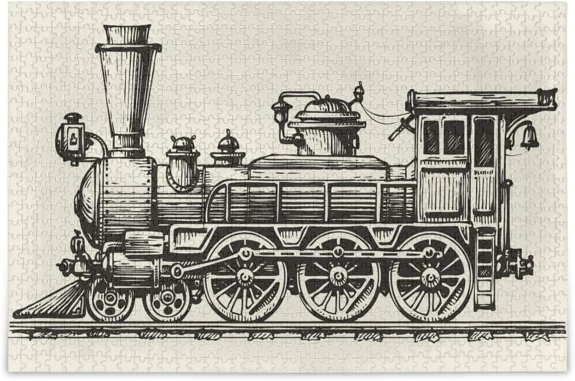 500 Piece Jigsaw Puzzle for Adults Kids, Vintage Locomotive Retro Train ...