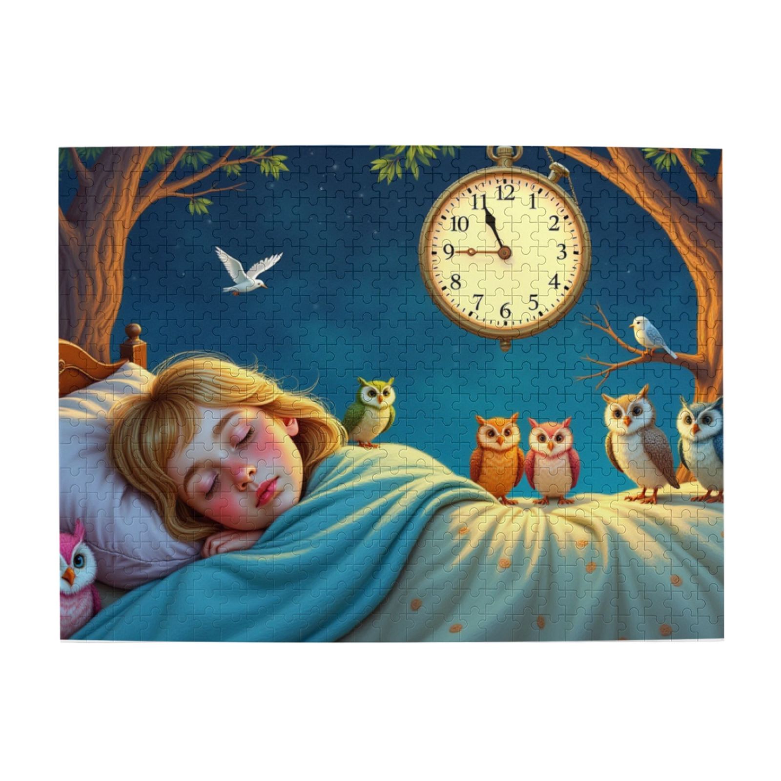 500 Piece Jigsaw Puzzle For Adults Sleeping Girl With Owls And Pocket ...