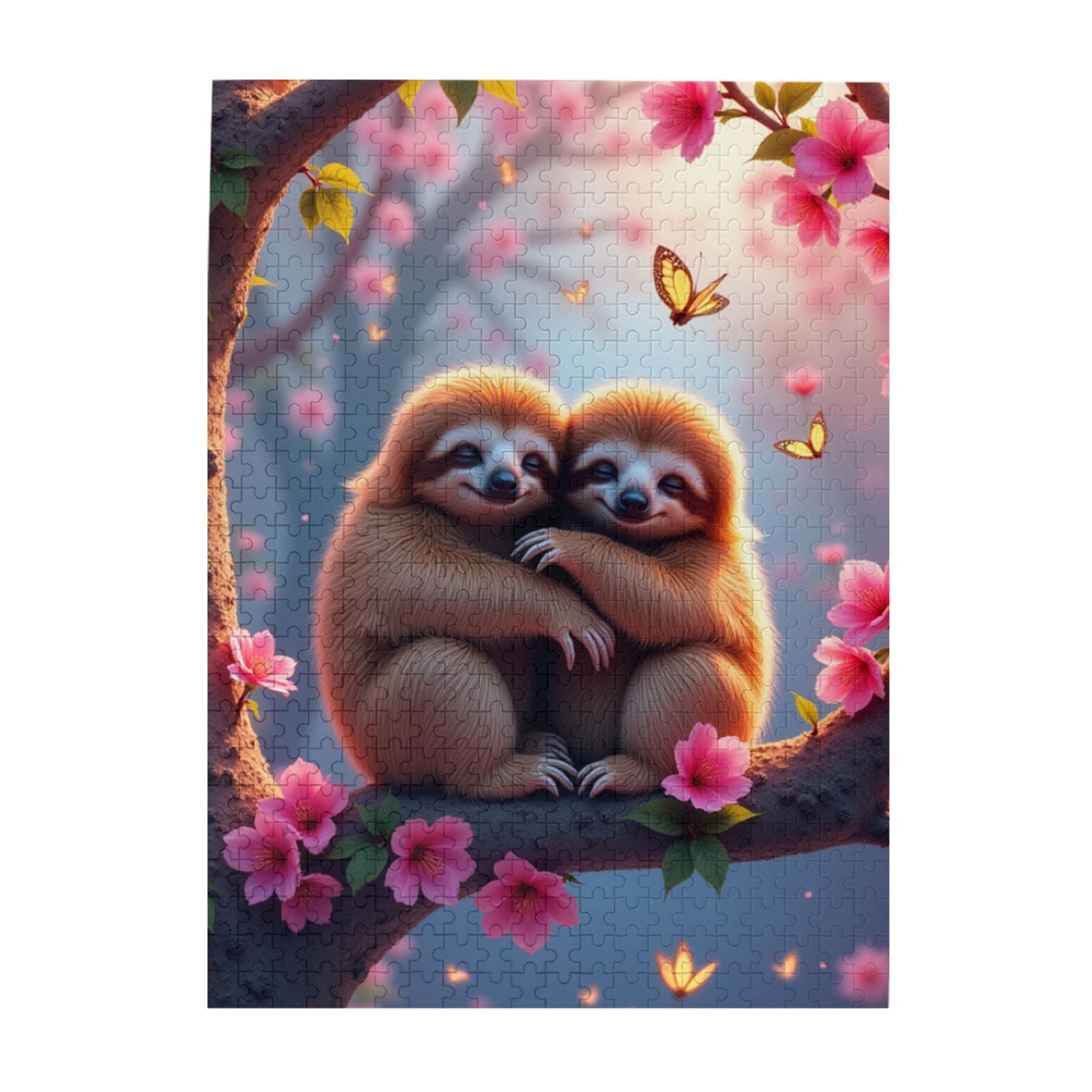 500 Piece Jigsaw Puzzle For Adults Two Sloths Embracing In Cherry ...