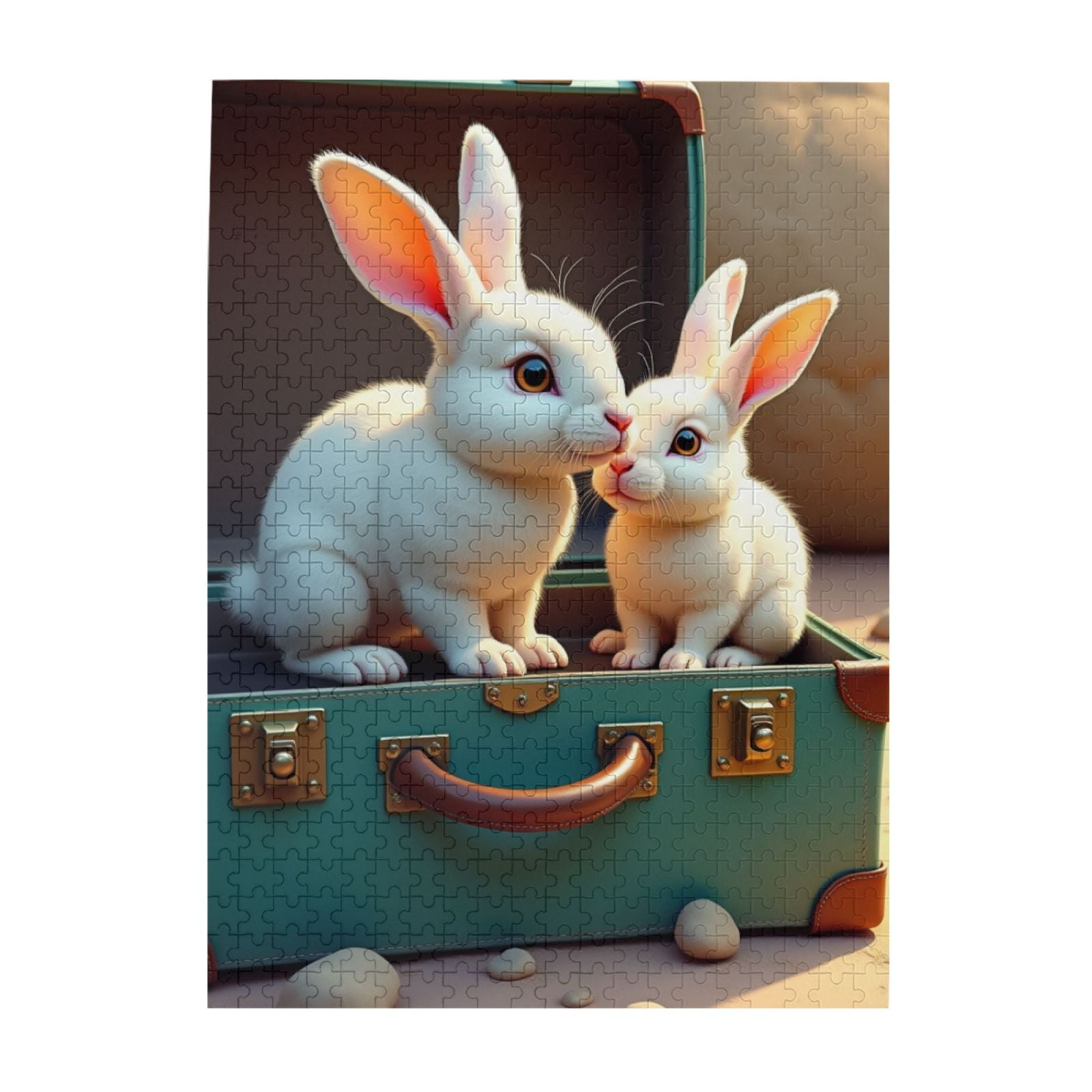 500 Piece Jigsaw Puzzle For Adults Two White Rabbits In A Suitcase Cute ...