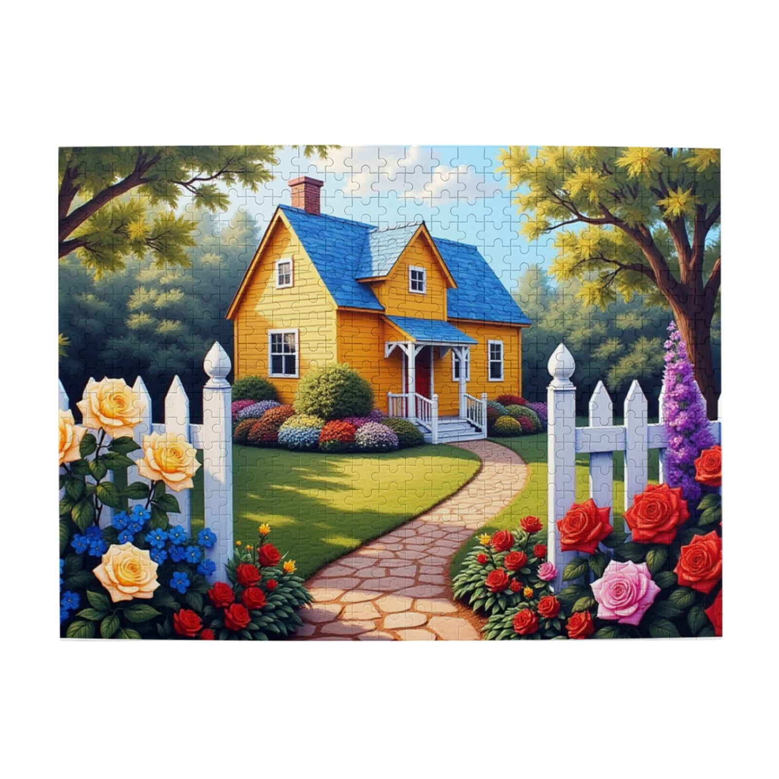 500 Piece Jigsaw Puzzle For Adults Yellow House With Roses Challenging ...