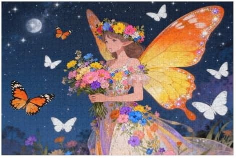 500 Piece Jigsaw Puzzle, Butterfly Fairy Moonlight Fantasy Scene ...