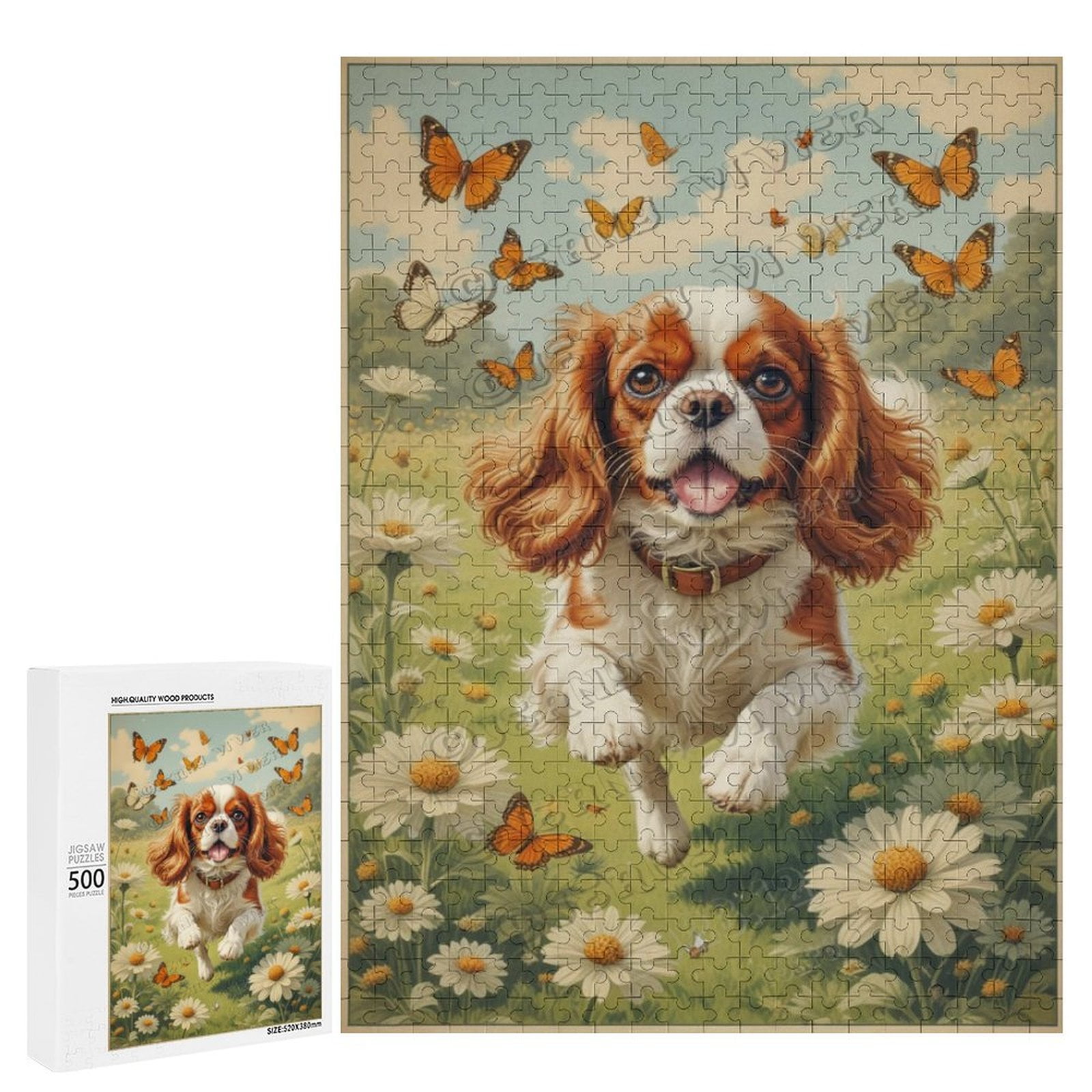 500 Piece Jigsaw Puzzle – Cavalier King Charles Spaniel Dog in Garden ...