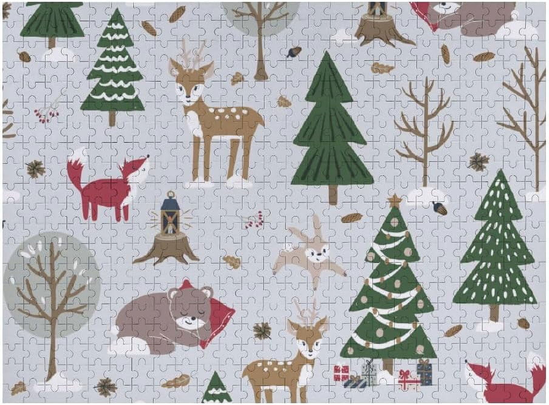 500 Piece Jigsaw Puzzle - Christmas Woodland Cute Animals Trees , Large ...