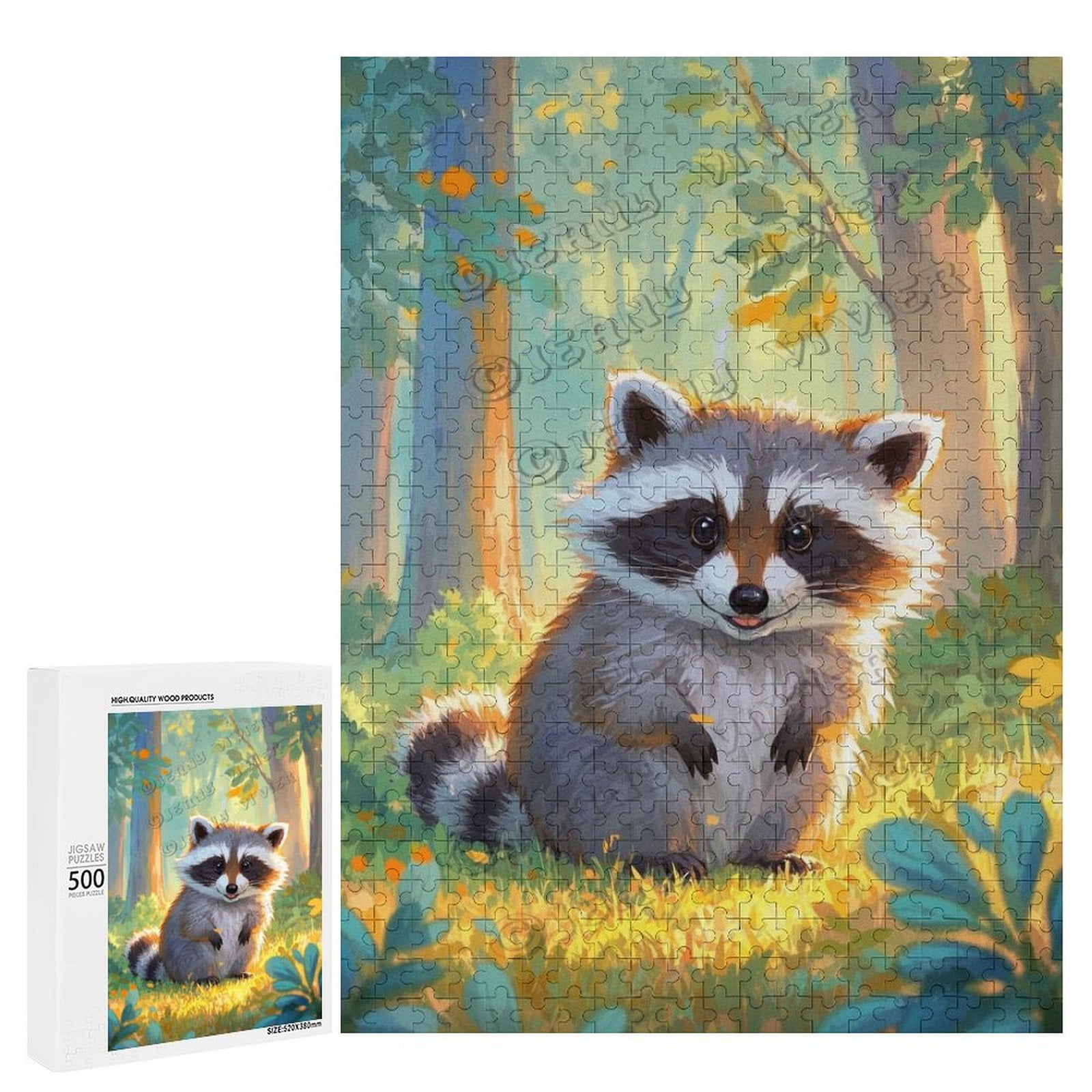 500 Piece Jigsaw Puzzle – Cute Raccoon Decor | Perfect for Raccoon ...