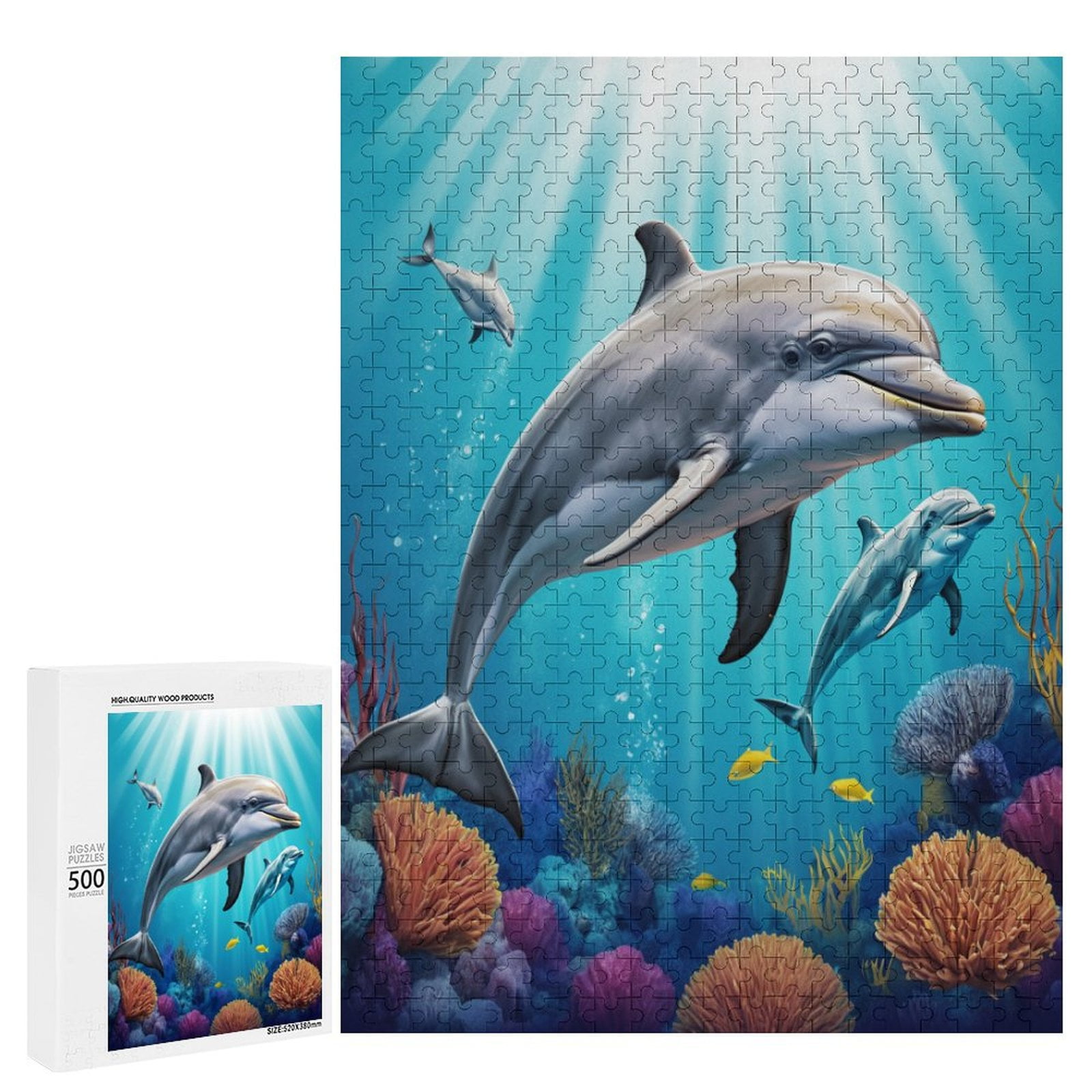 500 Piece Jigsaw Puzzle Dolphin Fish Adult Puzzles,Children'S Toys ...