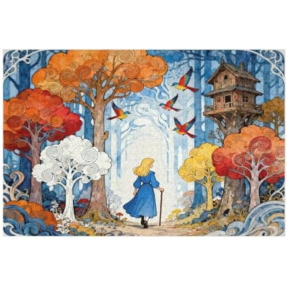 500 Piece Jigsaw Puzzle, Fantasy Forest Magical Tree Landscape ...