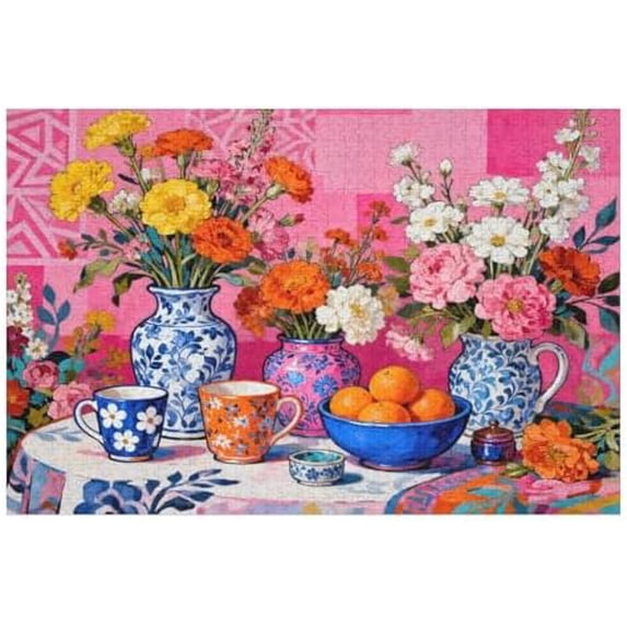 500 Piece Jigsaw Puzzle, Floral Artwork Unique Challenging Puzzle, DIY ...