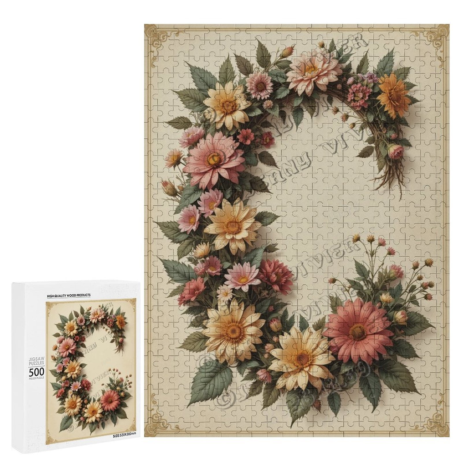 500 Piece Jigsaw Puzzle – Floral Letter C Puzzle for Adults – Elegant ...