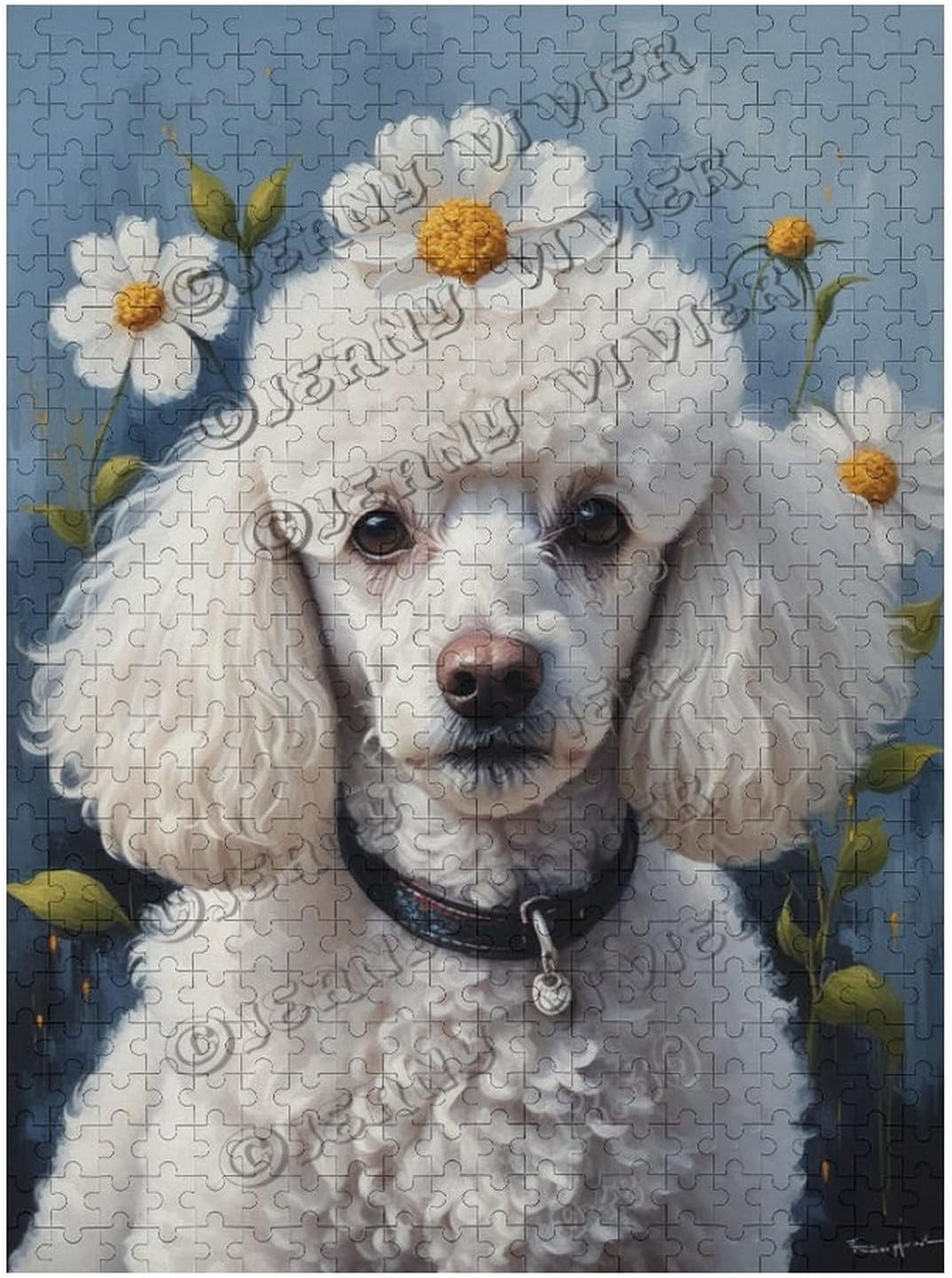 500 Piece Jigsaw Puzzle – Floral White Poodle Design – Perfect for ...