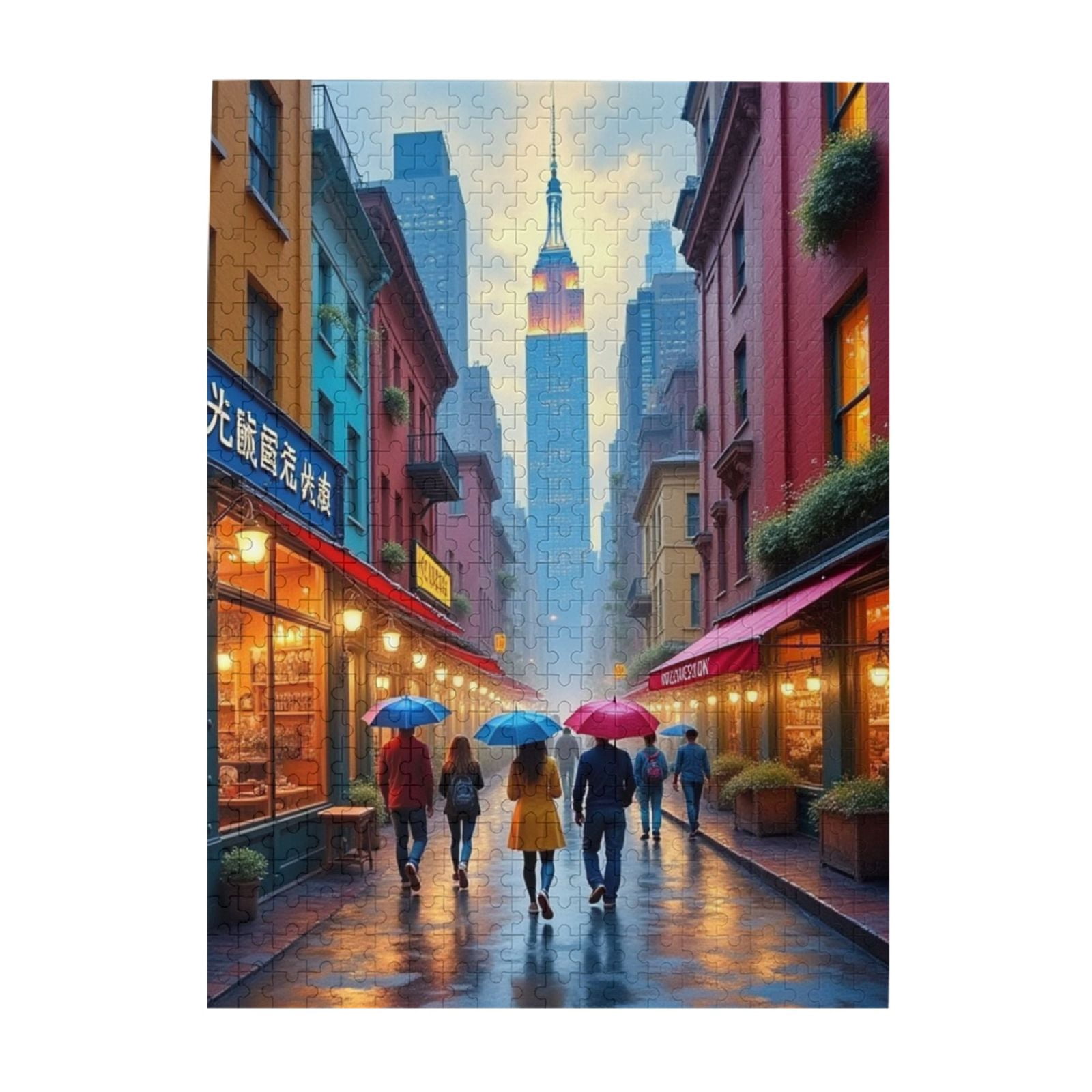 500 Piece Jigsaw Puzzle For Adults Colorful NYC Street Scene At Dusk ...