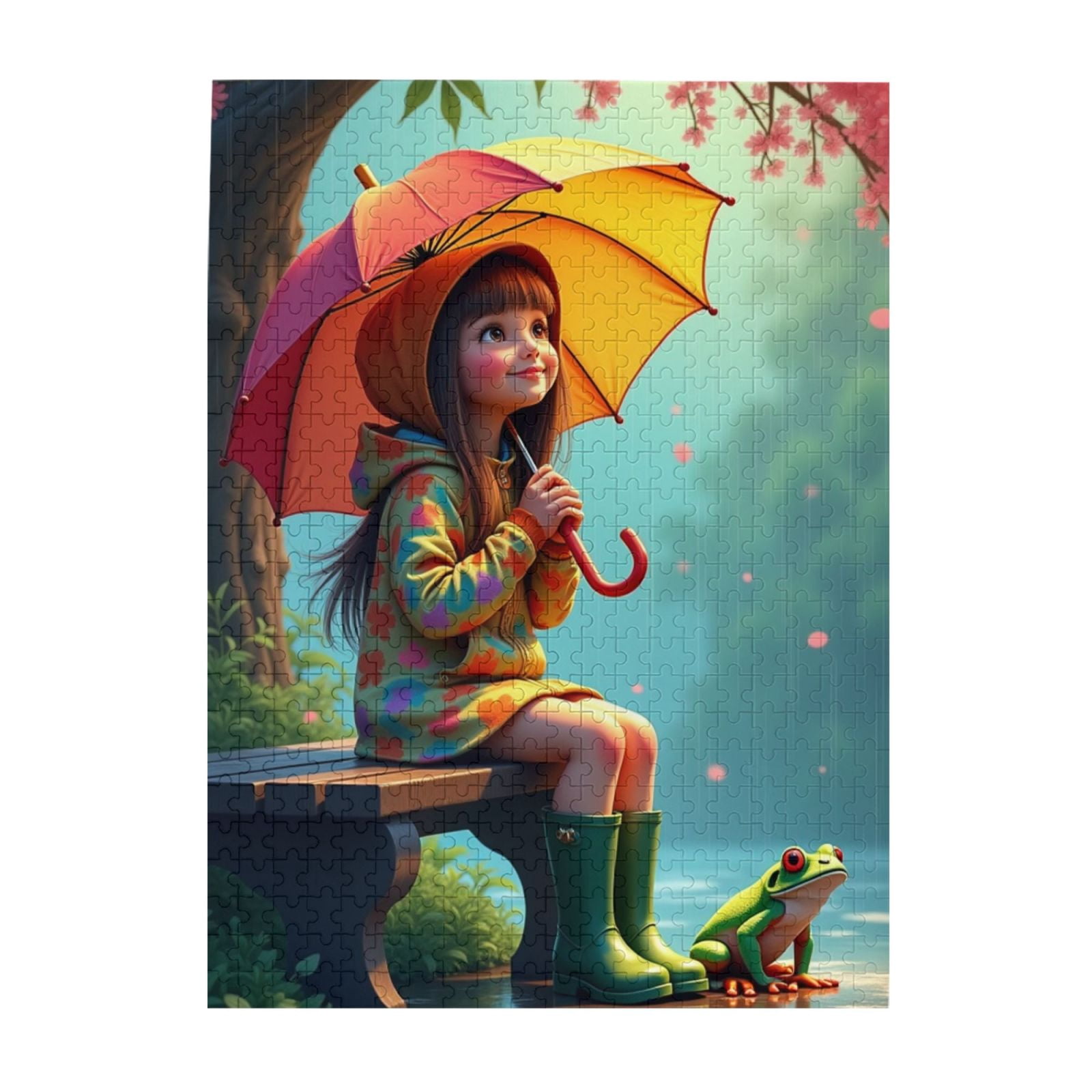 500 Piece Jigsaw Puzzle For Adults Girl Under Umbrella In Rain Relaxing ...