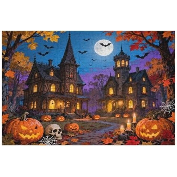 500 Piece Jigsaw Puzzle, Halloween Festive Night Scene, Challenging ...