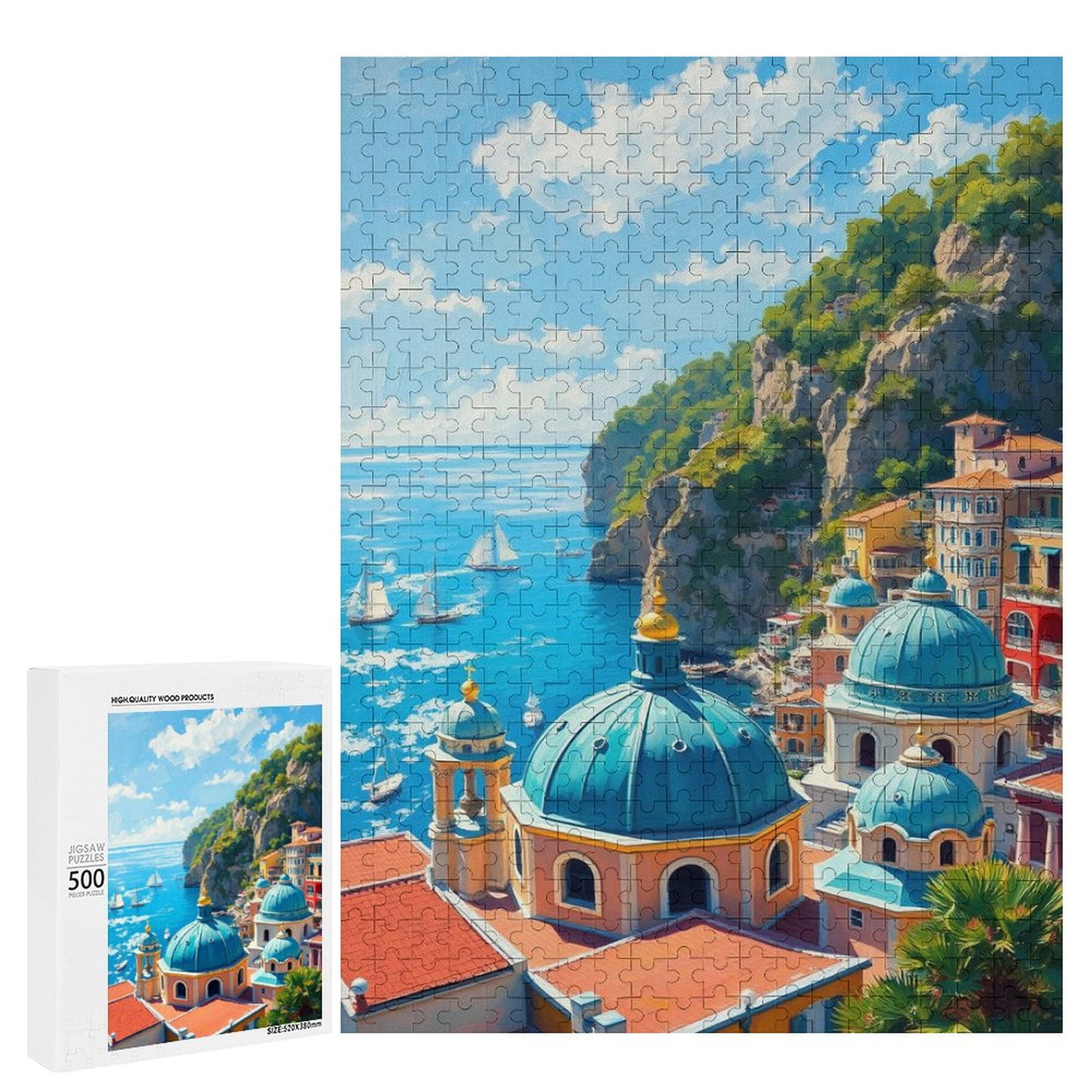 500 Piece Jigsaw Puzzle Holiday Collection Amalfi Coastoil Painting ...