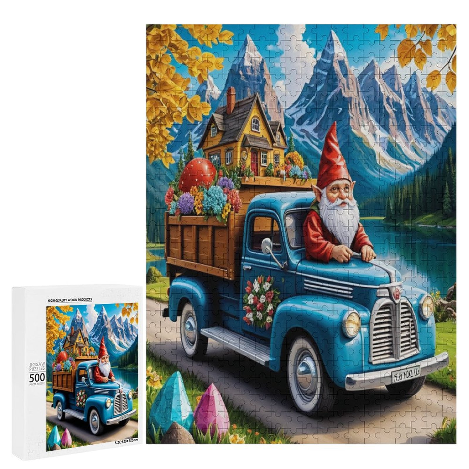 500 Piece Jigsaw Puzzle Holiday Collection Gnome Truck Car Jigsaw ...