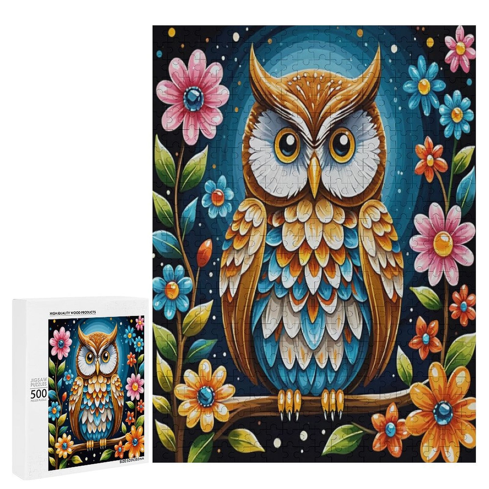 500 Piece Jigsaw Puzzle Holiday Collection Owl Flower Jigsaw Puzzle For Adults Kids Puzzle Game ...