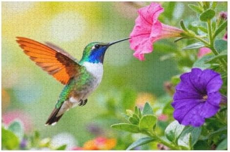 500 Piece Jigsaw Puzzle, Hummingbird and Spring Flower Art, Recycled ...