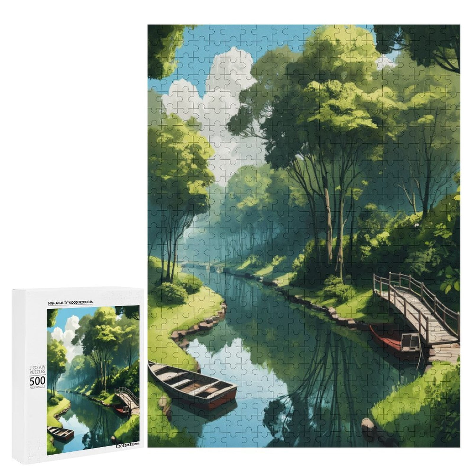 500 Piece Jigsaw Puzzle Landscape Waterway Active Thinking Party Fun ...