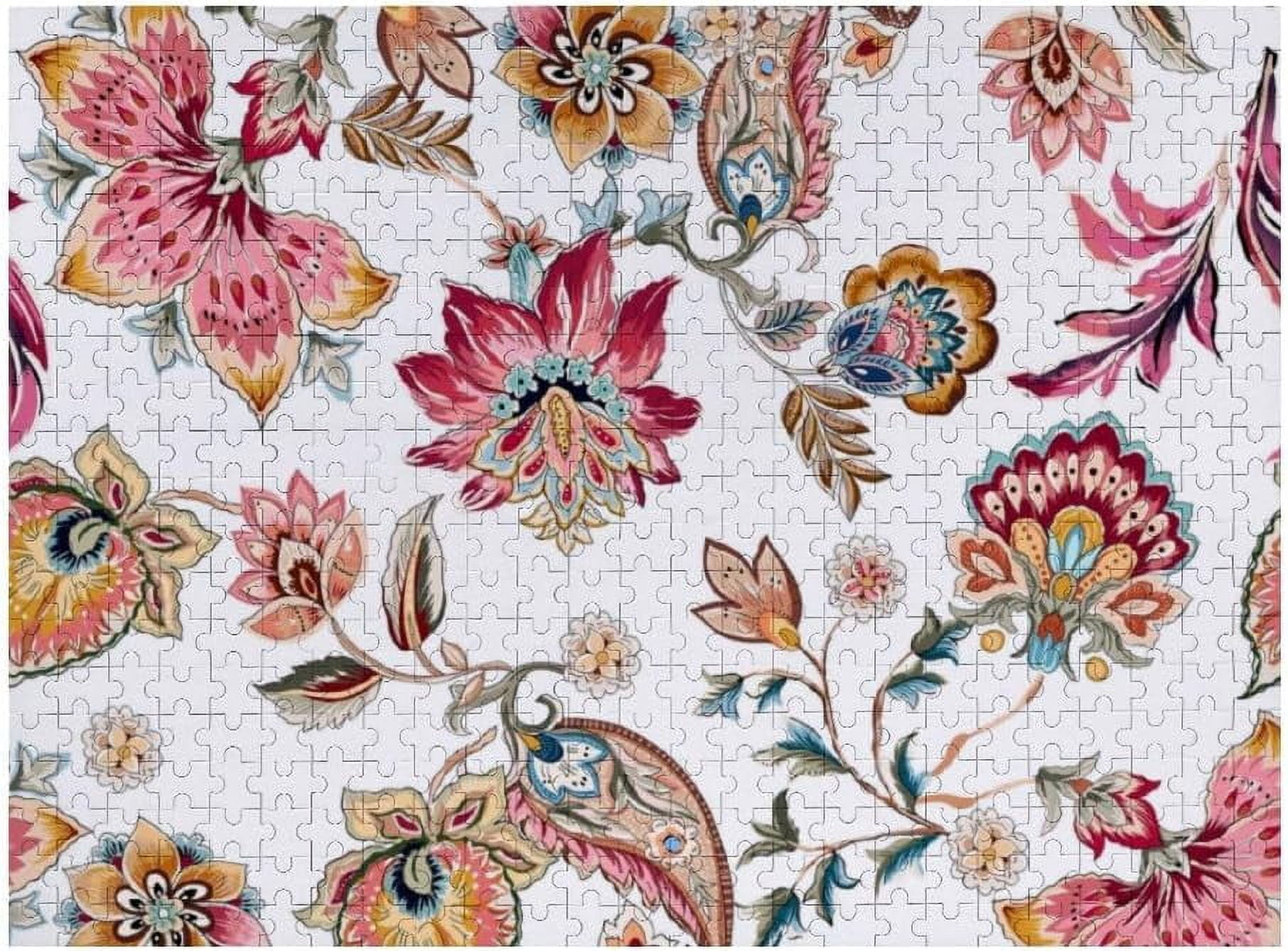 500 Piece Jigsaw Puzzle - Vintage Batik Ethnic Colorful Flowers , Large ...