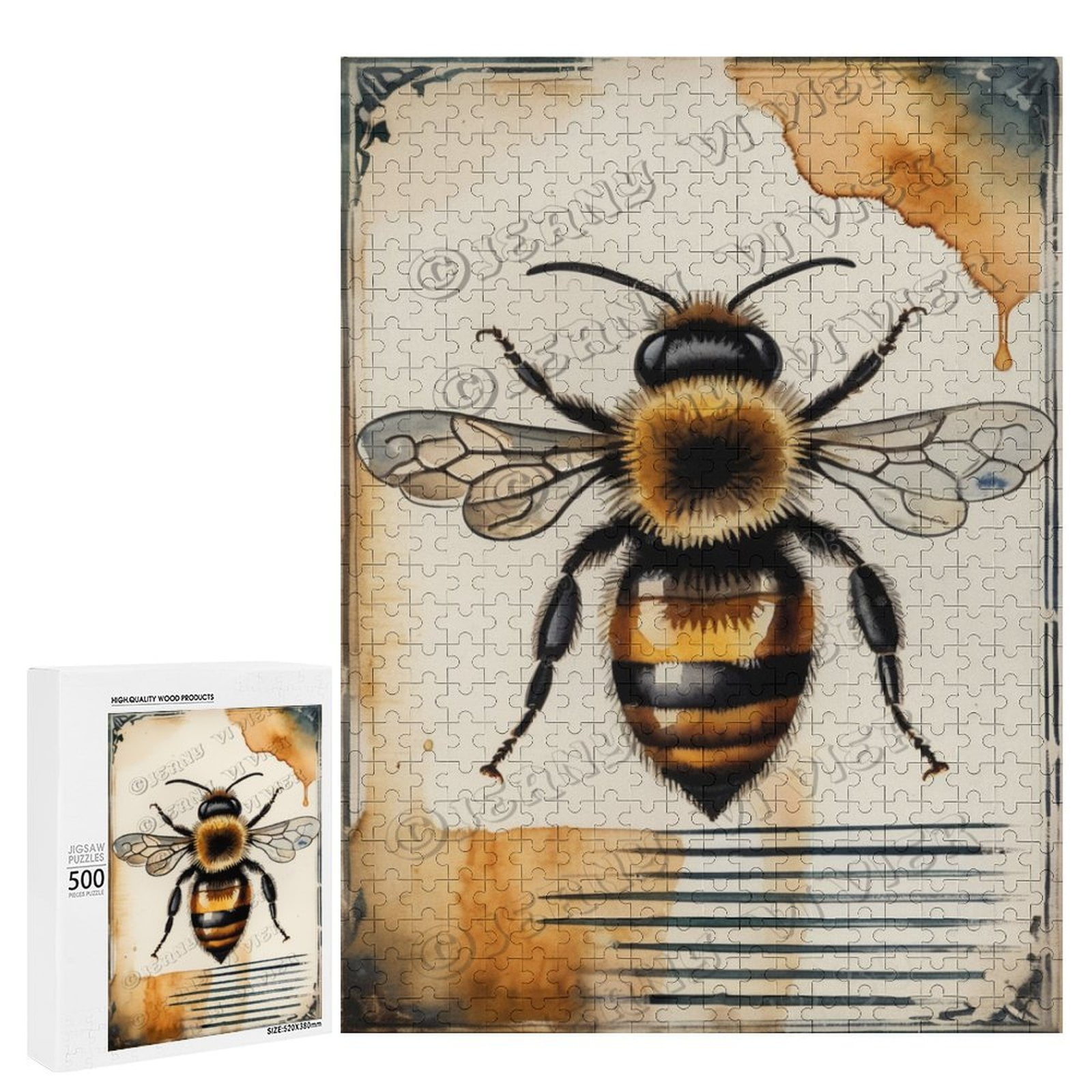 500 Piece Jigsaw Puzzle – Vintage Bee Decor | Relaxing Puzzle for ...