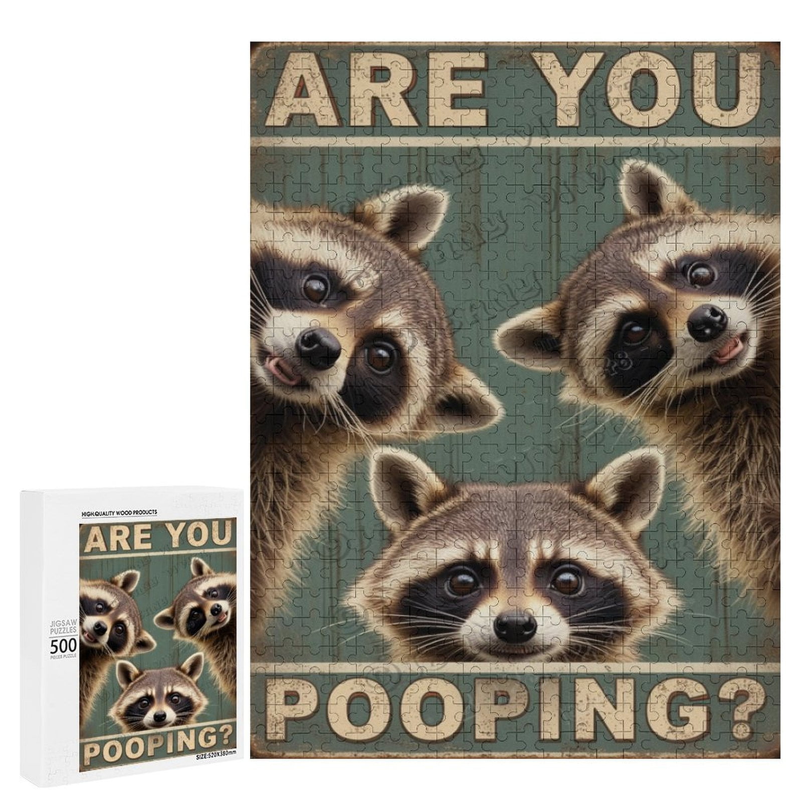 500 Piece Jigsaw Puzzle for Adults – Hilarious Raccoon Joke Puzzle ...