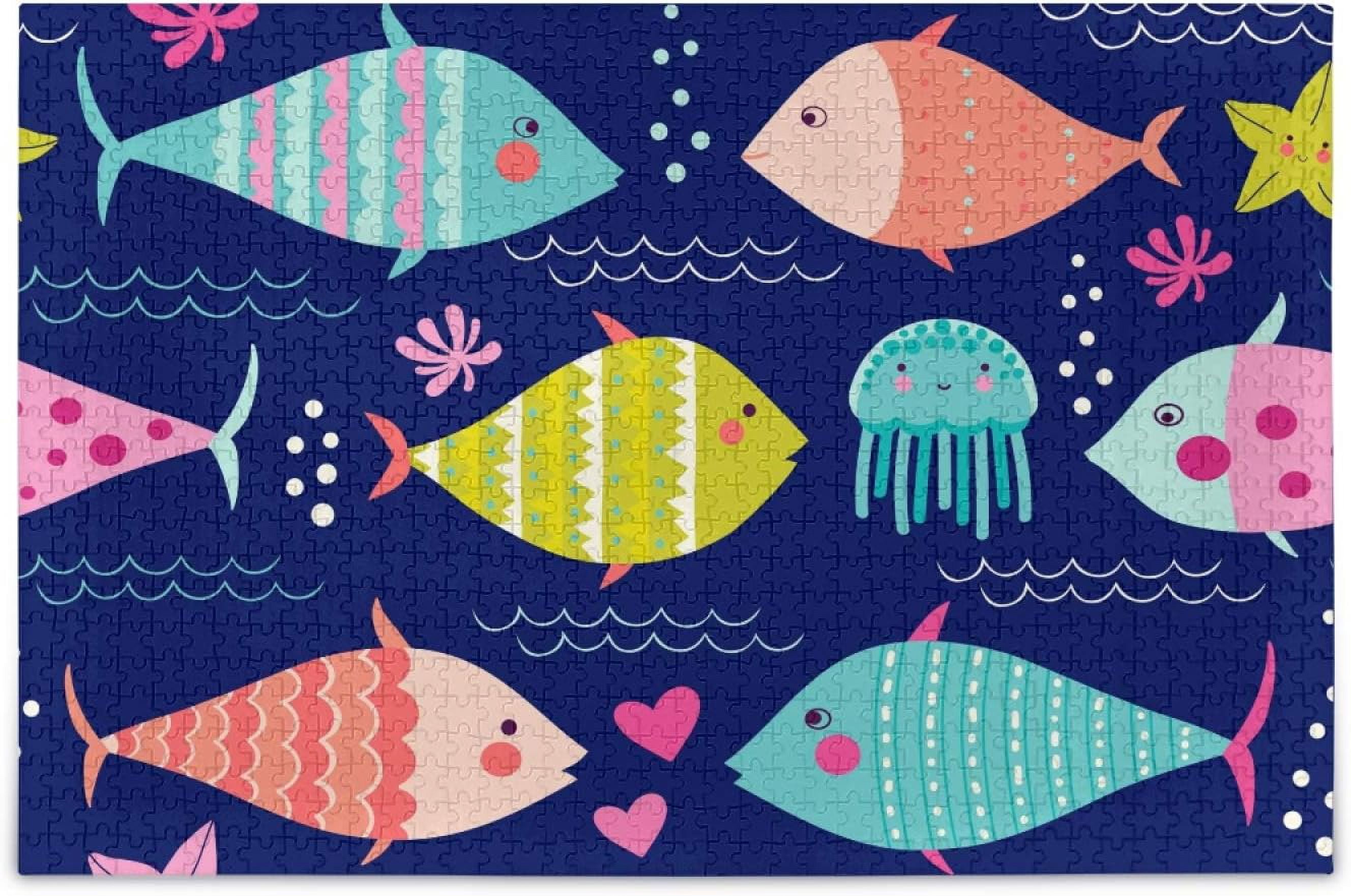 500 Piece Jigsaw Puzzle for Adults Kids, Colorful Fishes Fun Puzzles ...