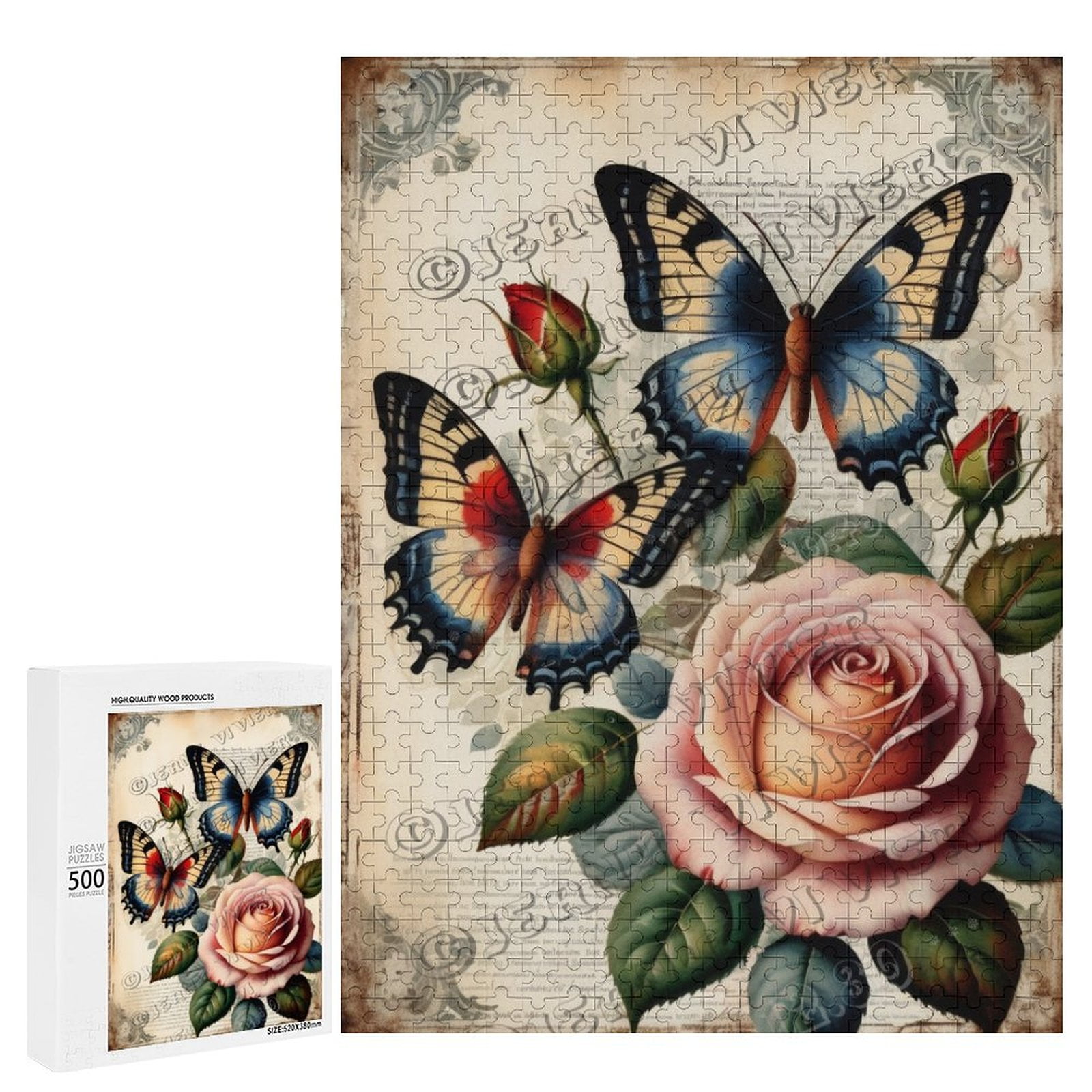 500 Piece Jigsaw Puzzle for Adults – Rustic Roses & Antique Vase ...