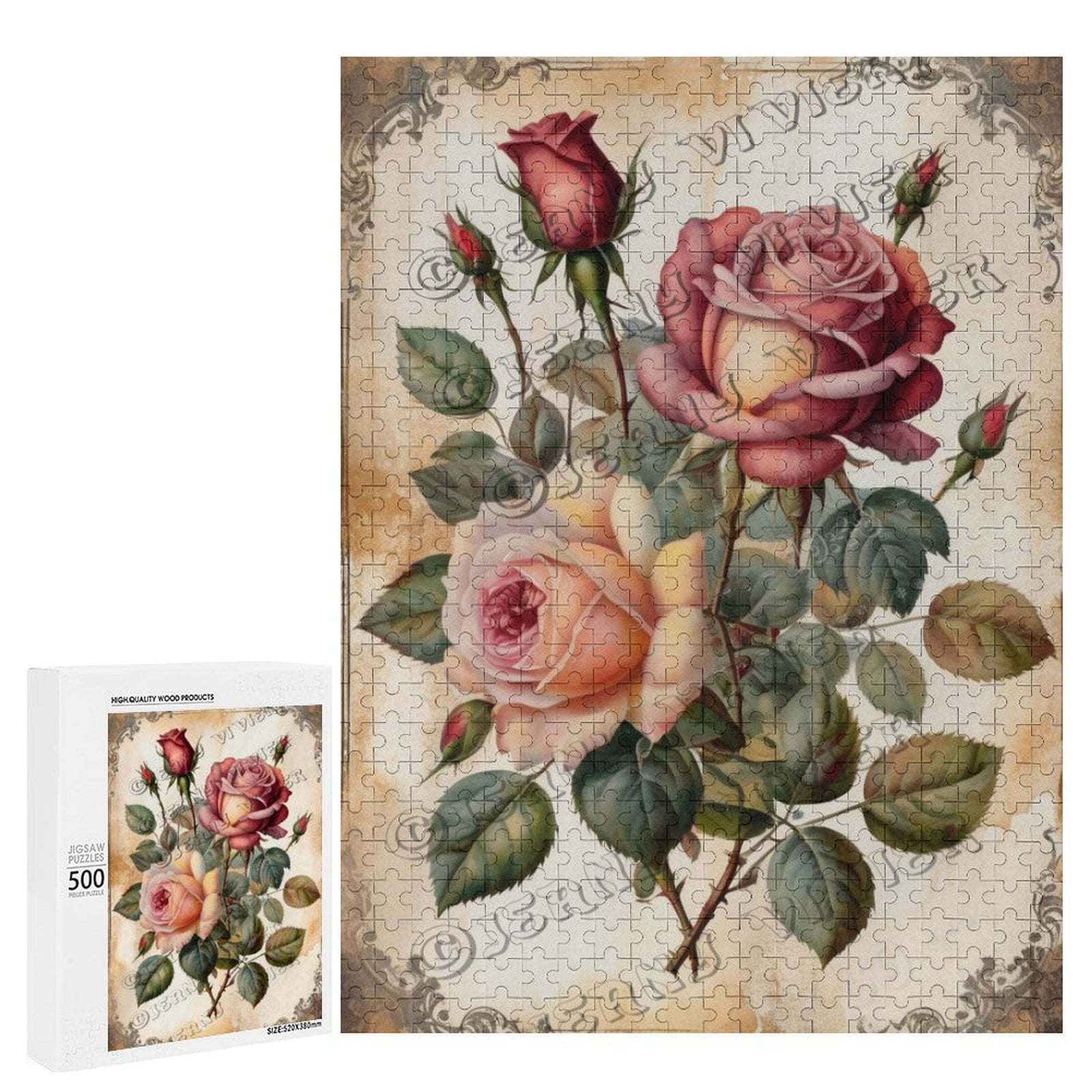 500 Piece Jigsaw Puzzle for Adults – Timeless Roses & Vintage Charm ...