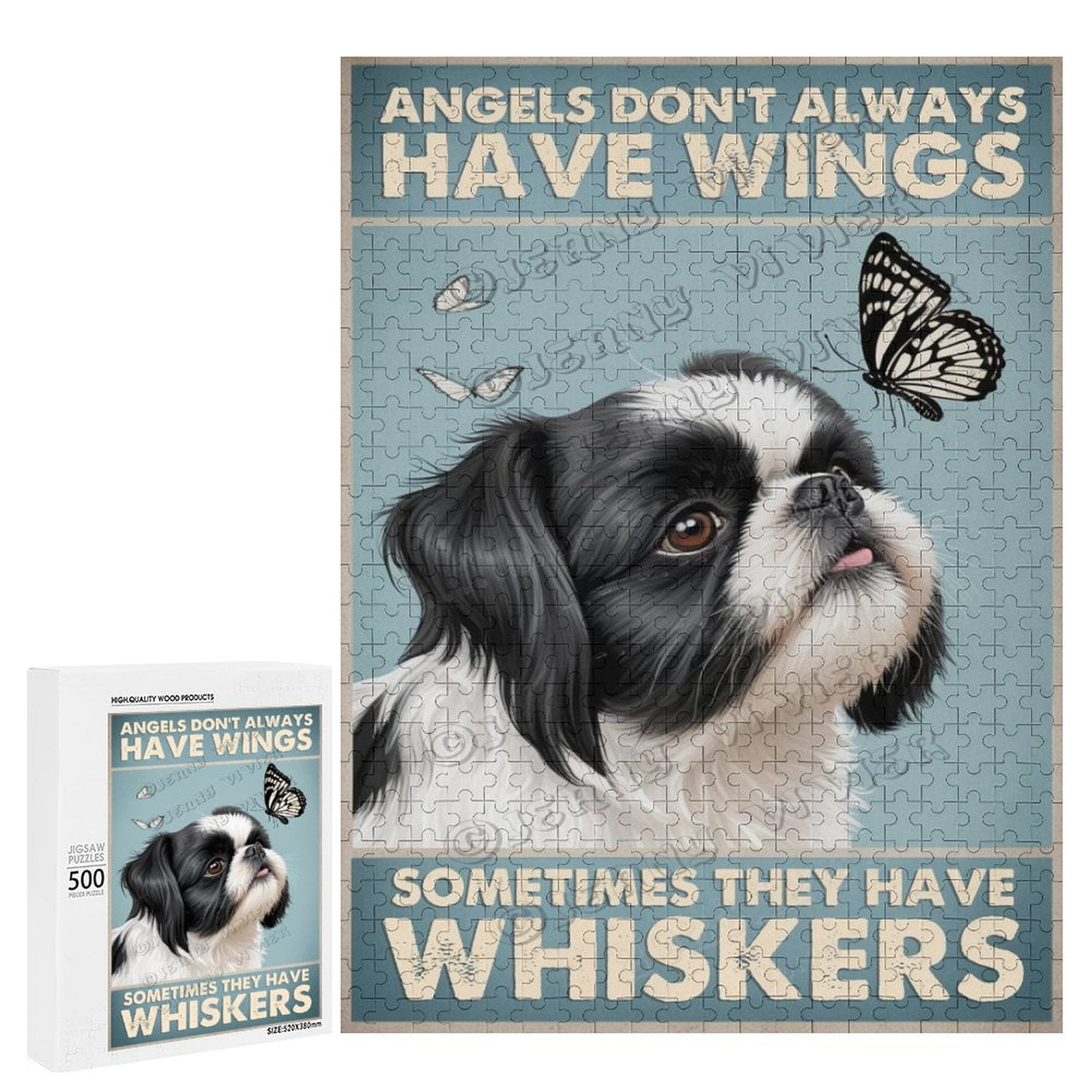 500 Piece Jigsaw Puzzle for Adults - Wood Puzzles - Black White Shih ...