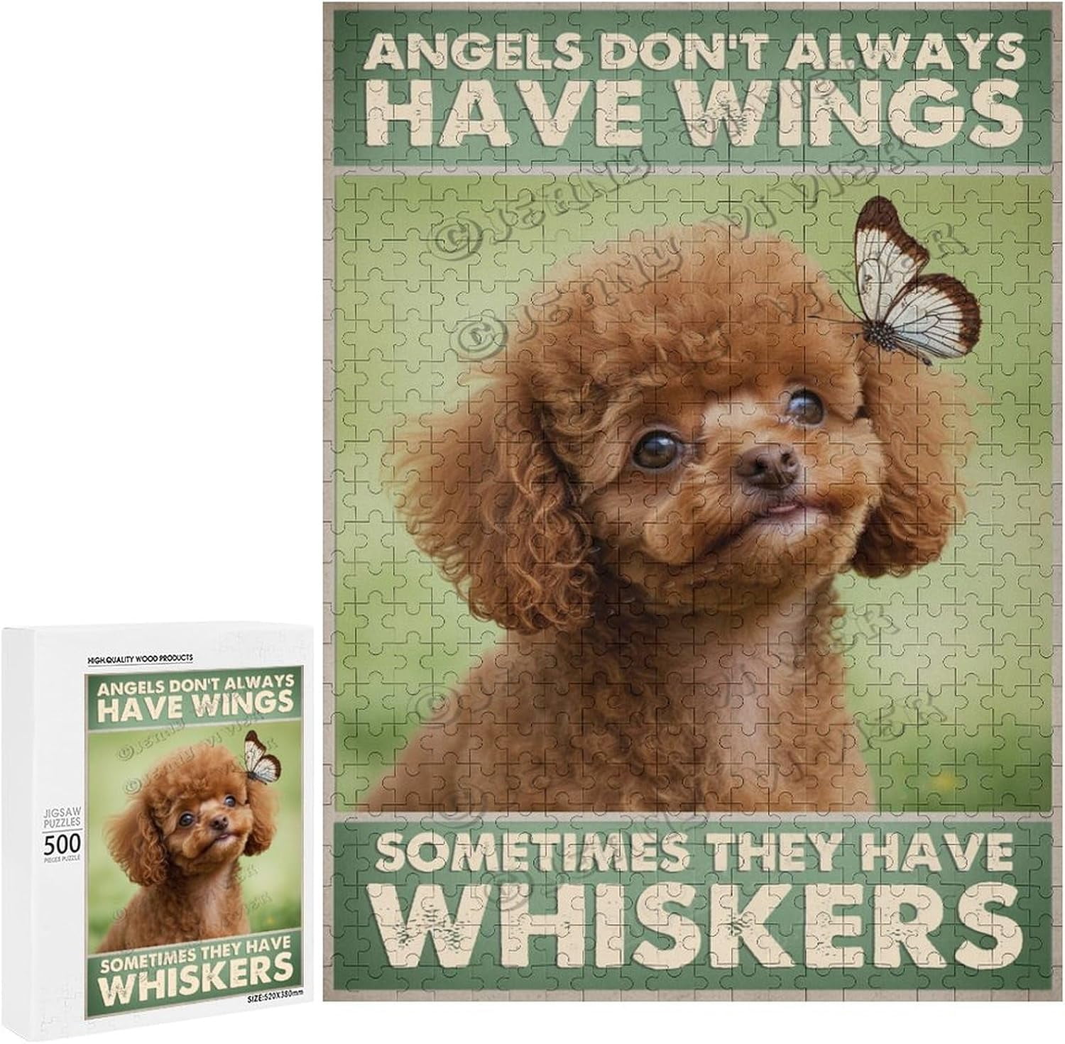 500 Piece Jigsaw Puzzle for Adults - Wood Puzzles - Brown Kit Poodle ...