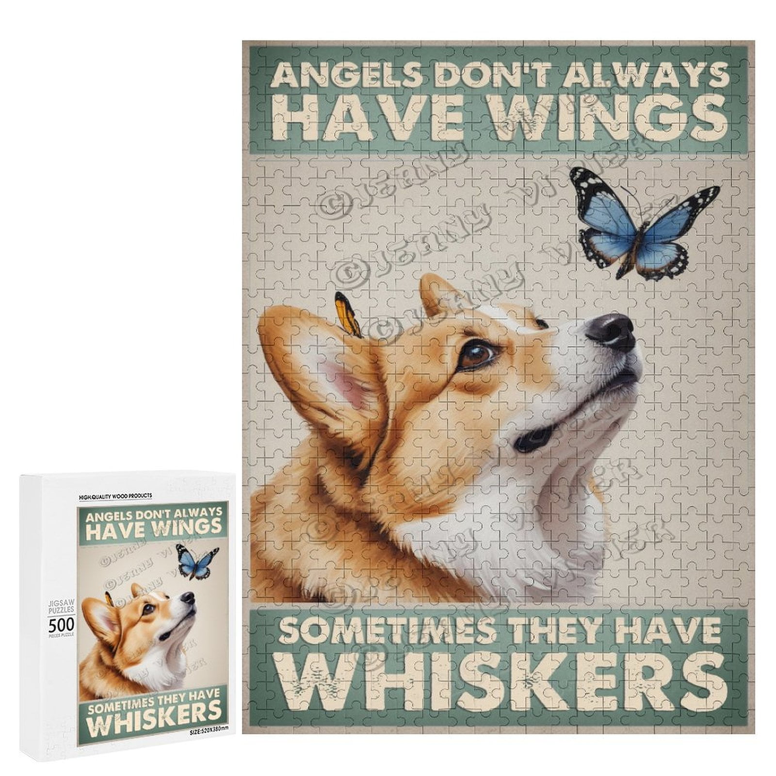 500 Piece Jigsaw Puzzle for Adults - Wood Puzzles - Corgi Theme - A ...