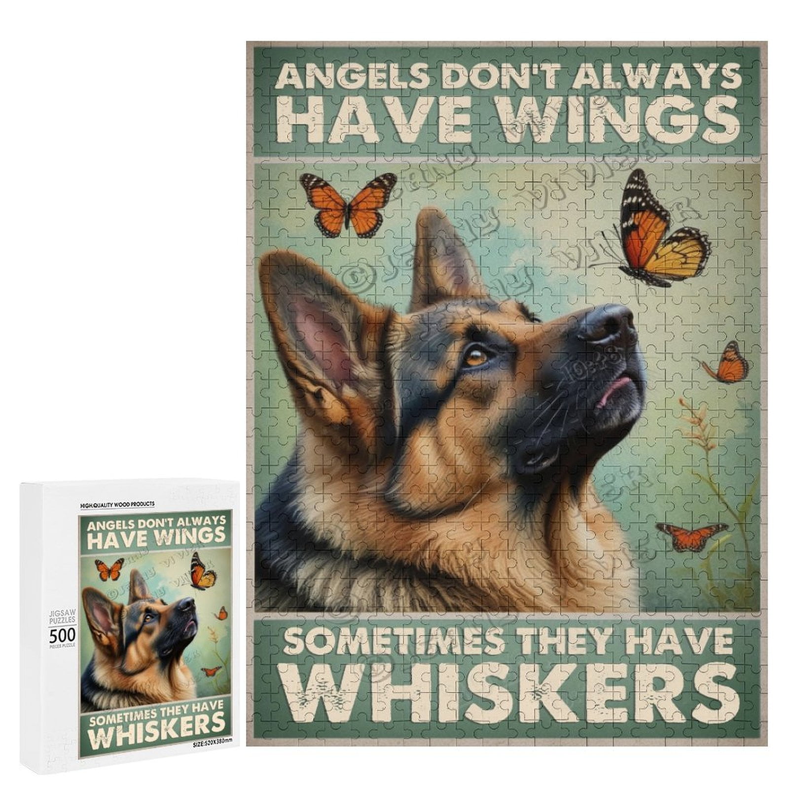 500 Piece Jigsaw Puzzle for Adults - Wood Puzzles - German Shepherd ...