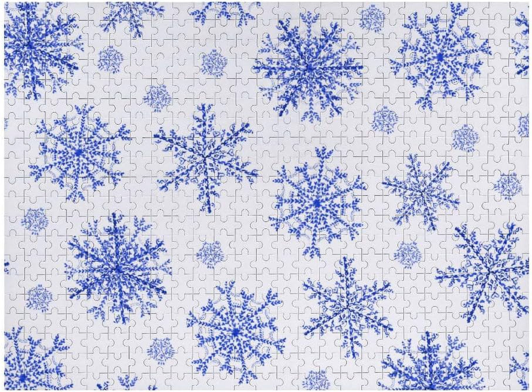 500 Piece Jigsaw Puzzle for Kids Adults - Blue Christmas Snowflakes ...