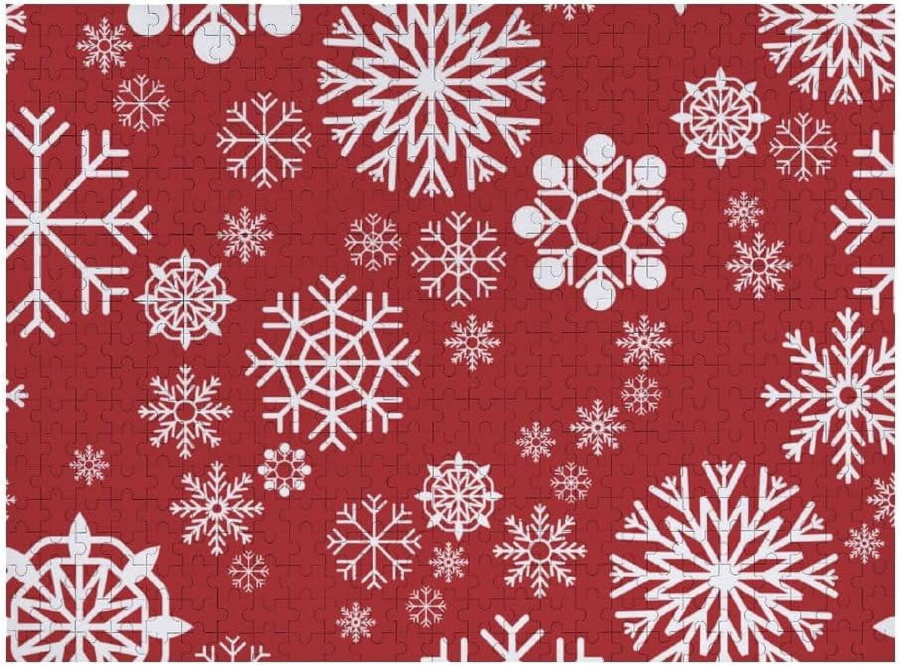 500 Piece Jigsaw Puzzle for Kids Adults - White Snowflake Red Fun ...
